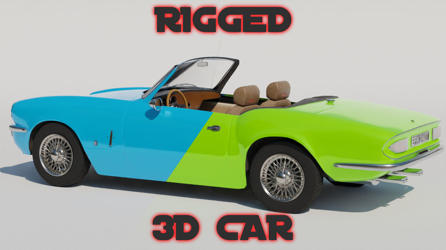 SpitFire 3D Rigged Car Full Auto Rig Fully customizable 3D model rigged ...