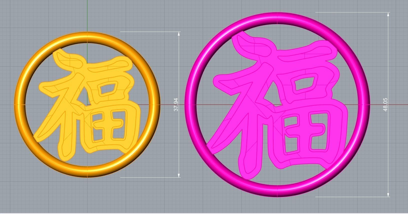 Fuku kanji pendant 3D model 3D printable | CGTrader