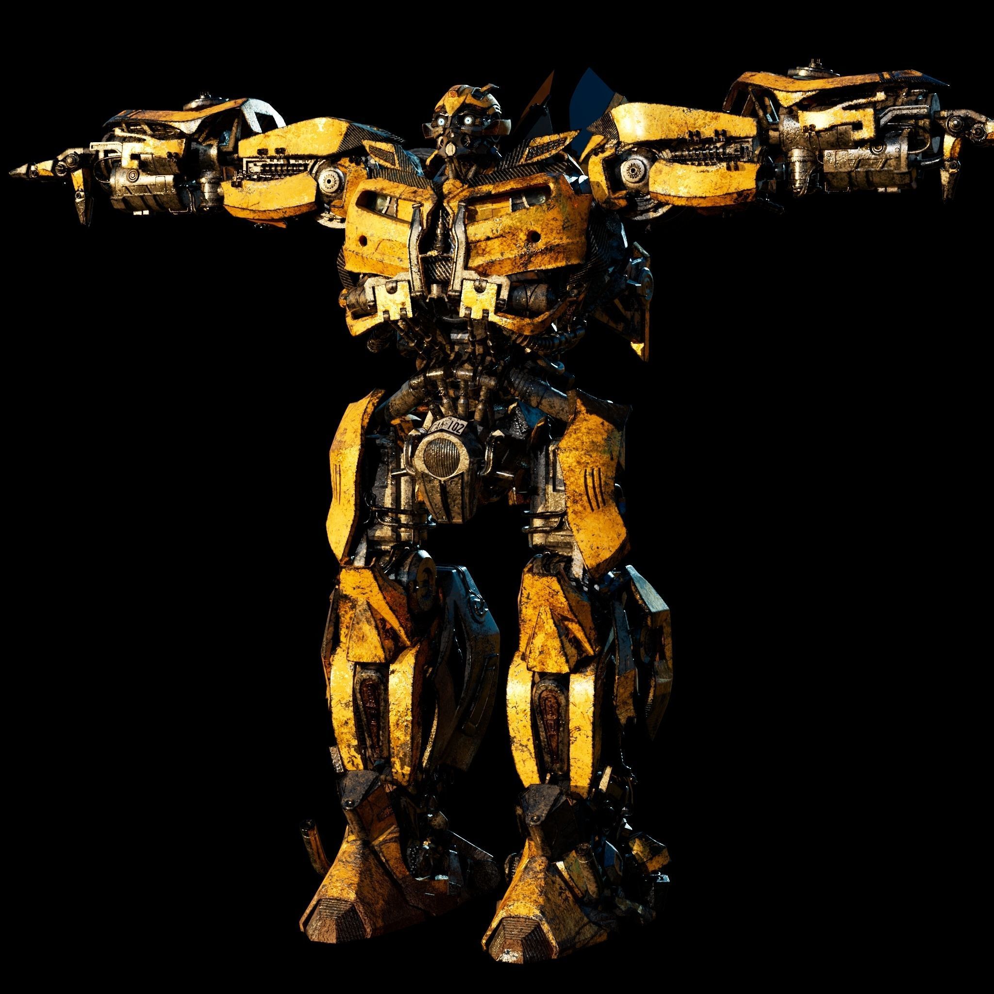 Transformers - Bumblebee - Fully Rigged and Textured 3D model rigged ...