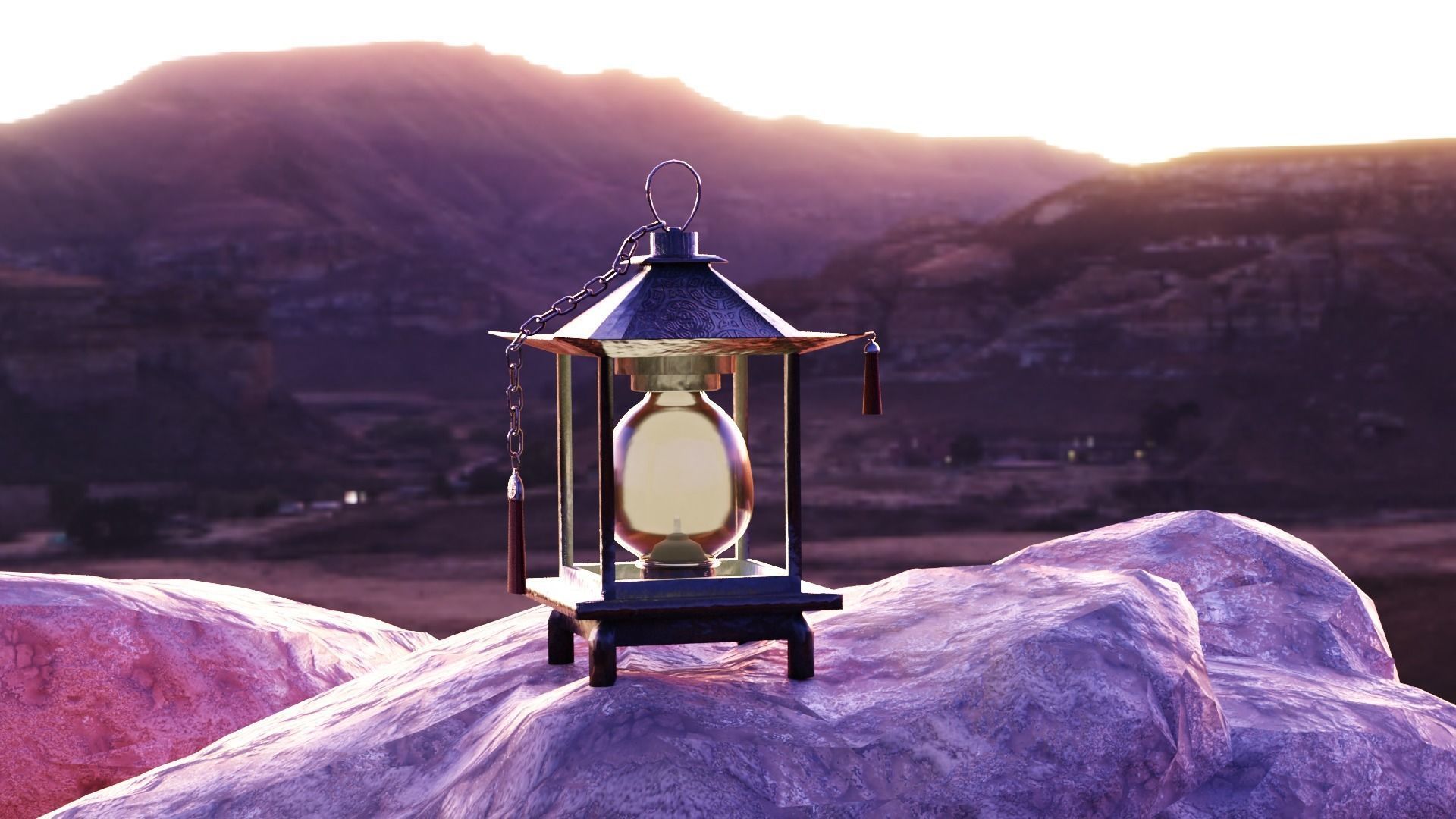 Old stylized asian lantern free VR / AR / low-poly 3D model | CGTrader