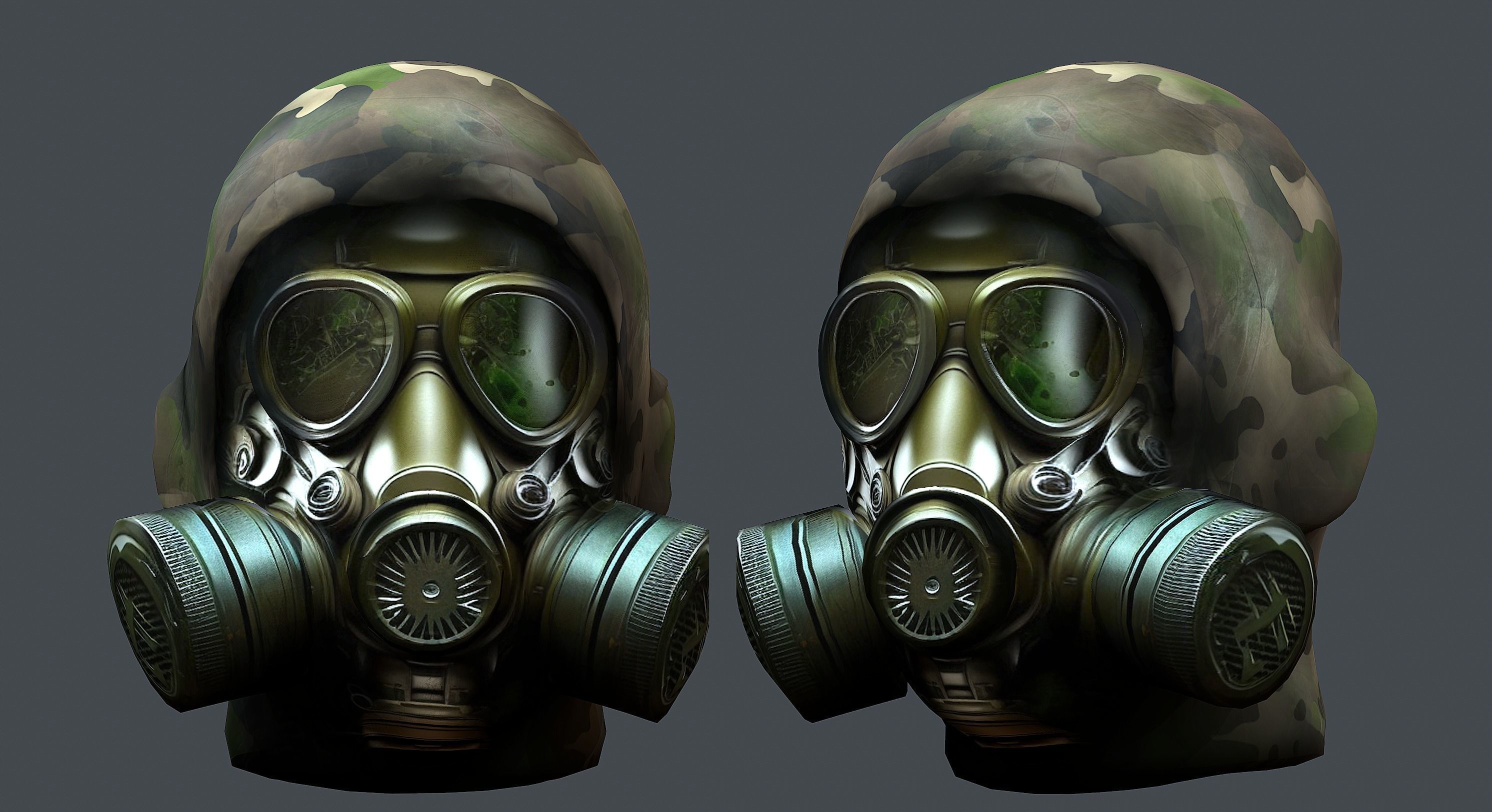 3D model helmet Gas mask 3d model military combat Low-poly VR / AR ...