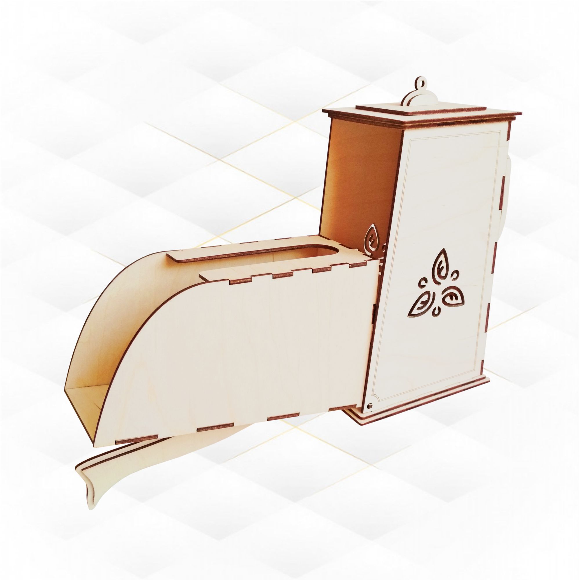 Tea box teapot plan for laser cut Ready cut table decor drawing 3D ...