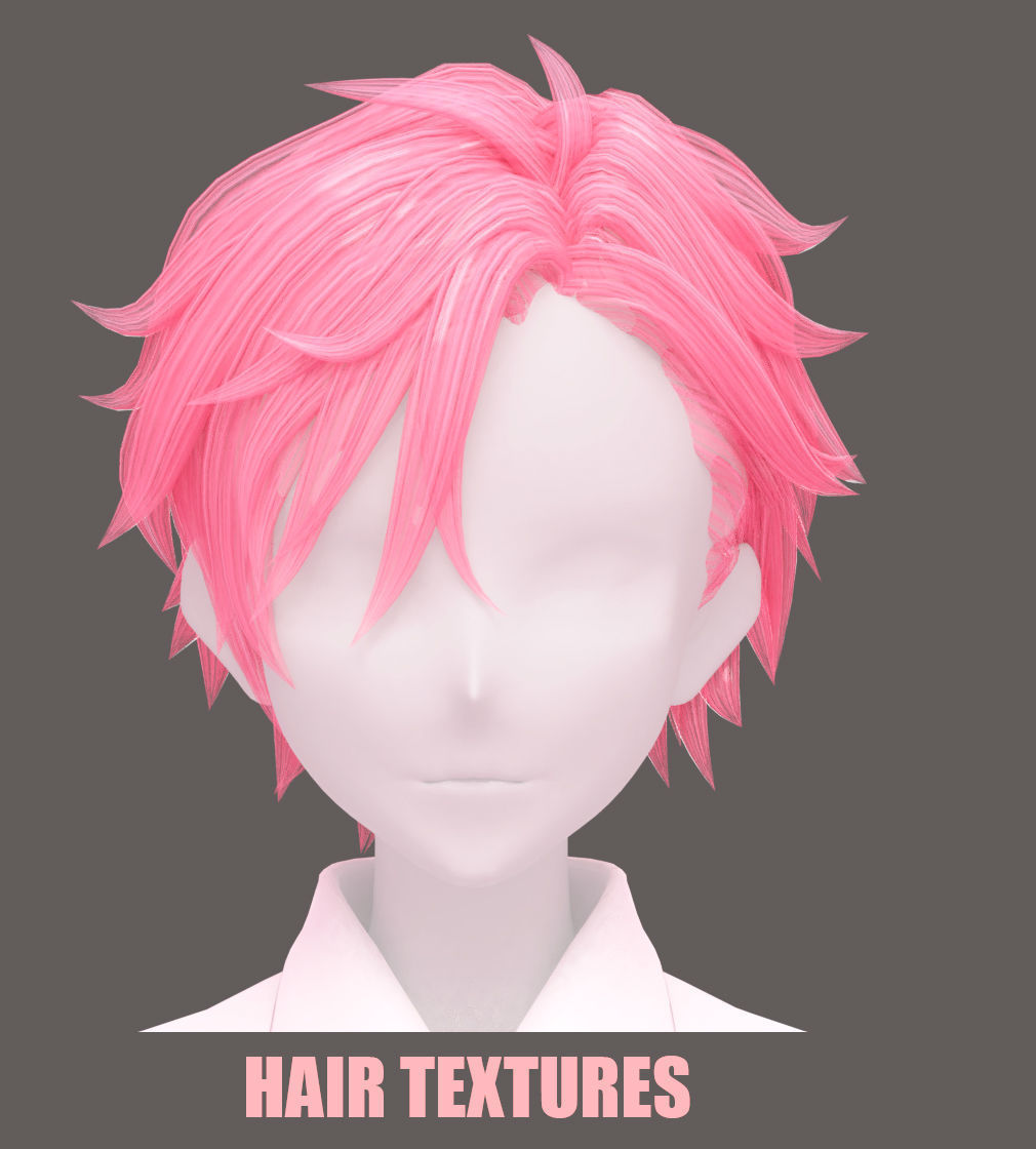 3D model Anime Boy Hairstyle -obj- fbx- blend files VR / AR / low-poly ...