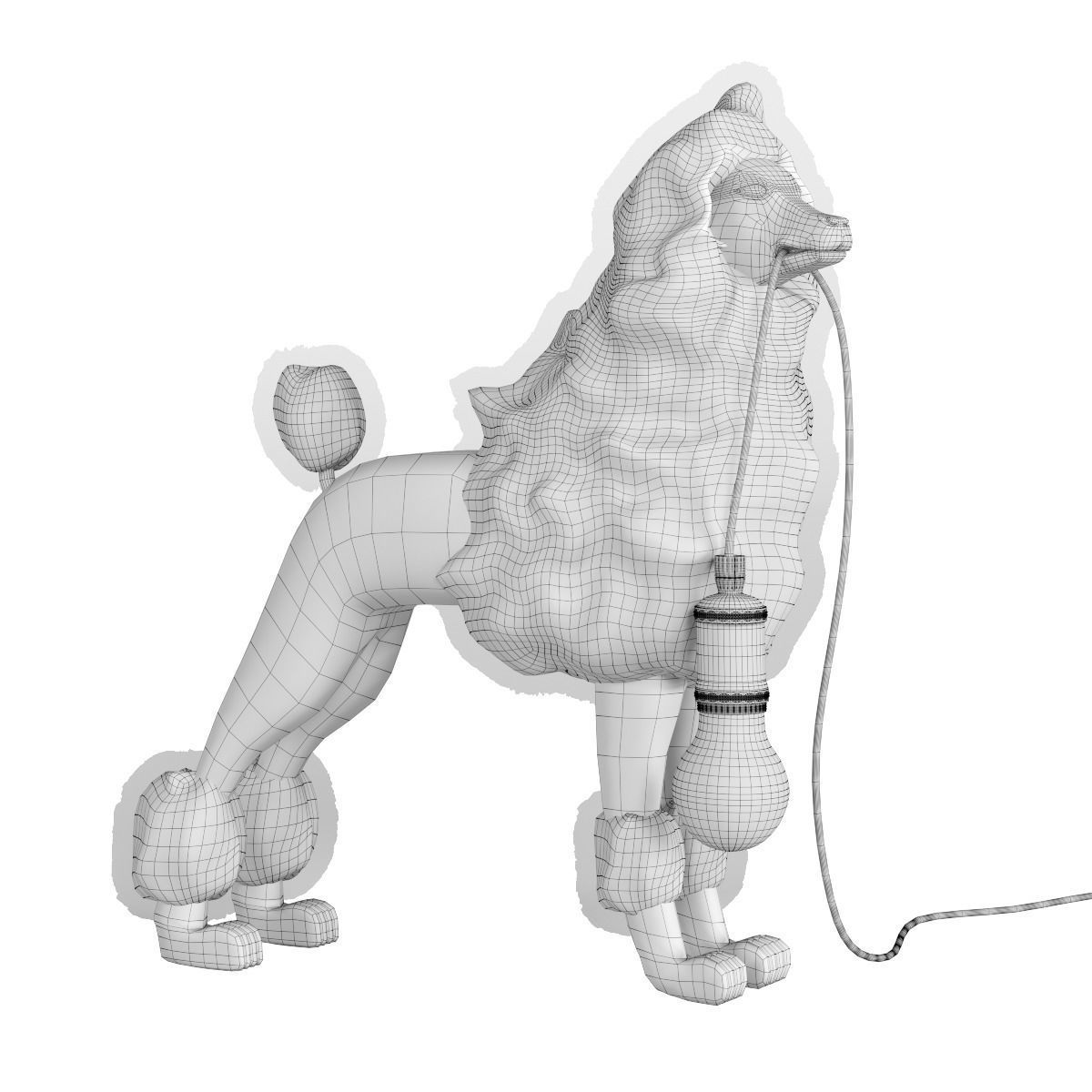 Table Lamp Animal Poodle Gold 3D model | CGTrader