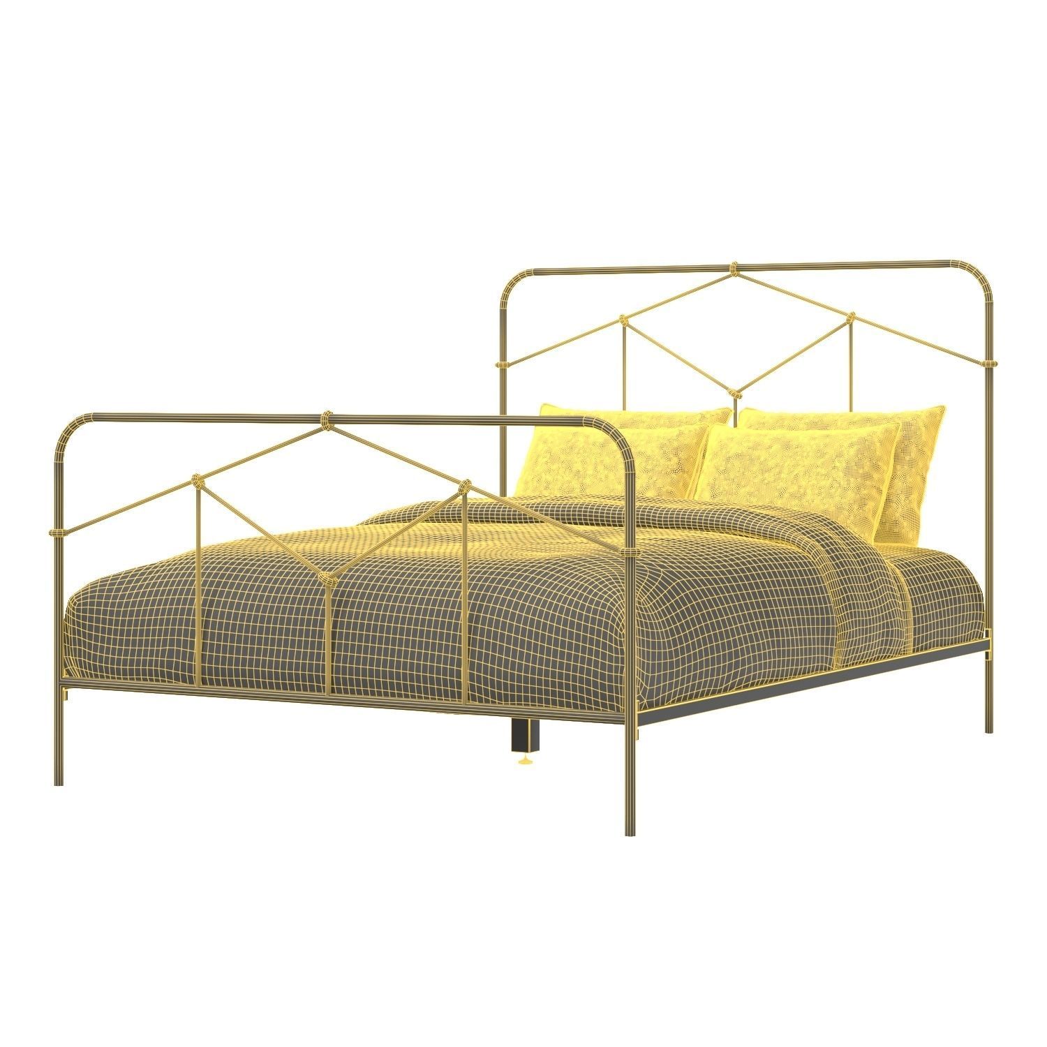 Cora Queen Black Iron Bed 3D model | CGTrader