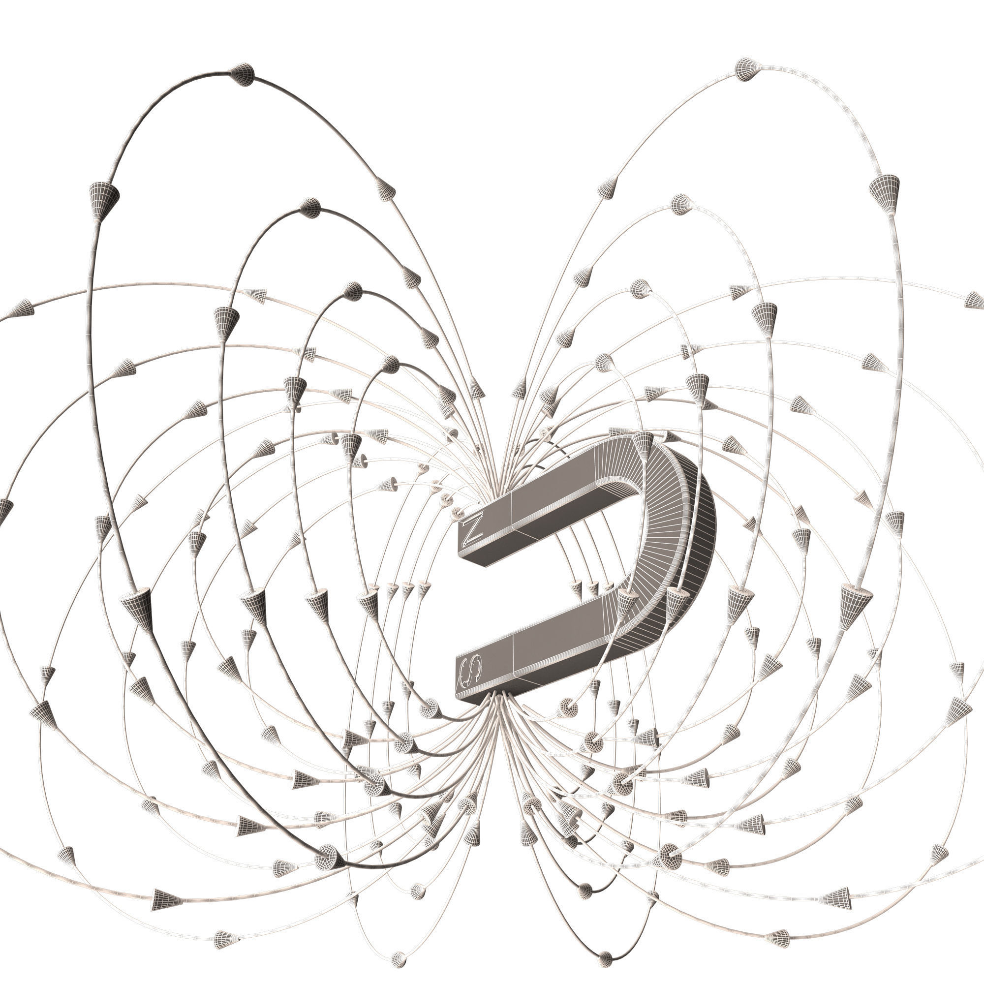 Magnetic Field U Shape Magnet 3D model | CGTrader