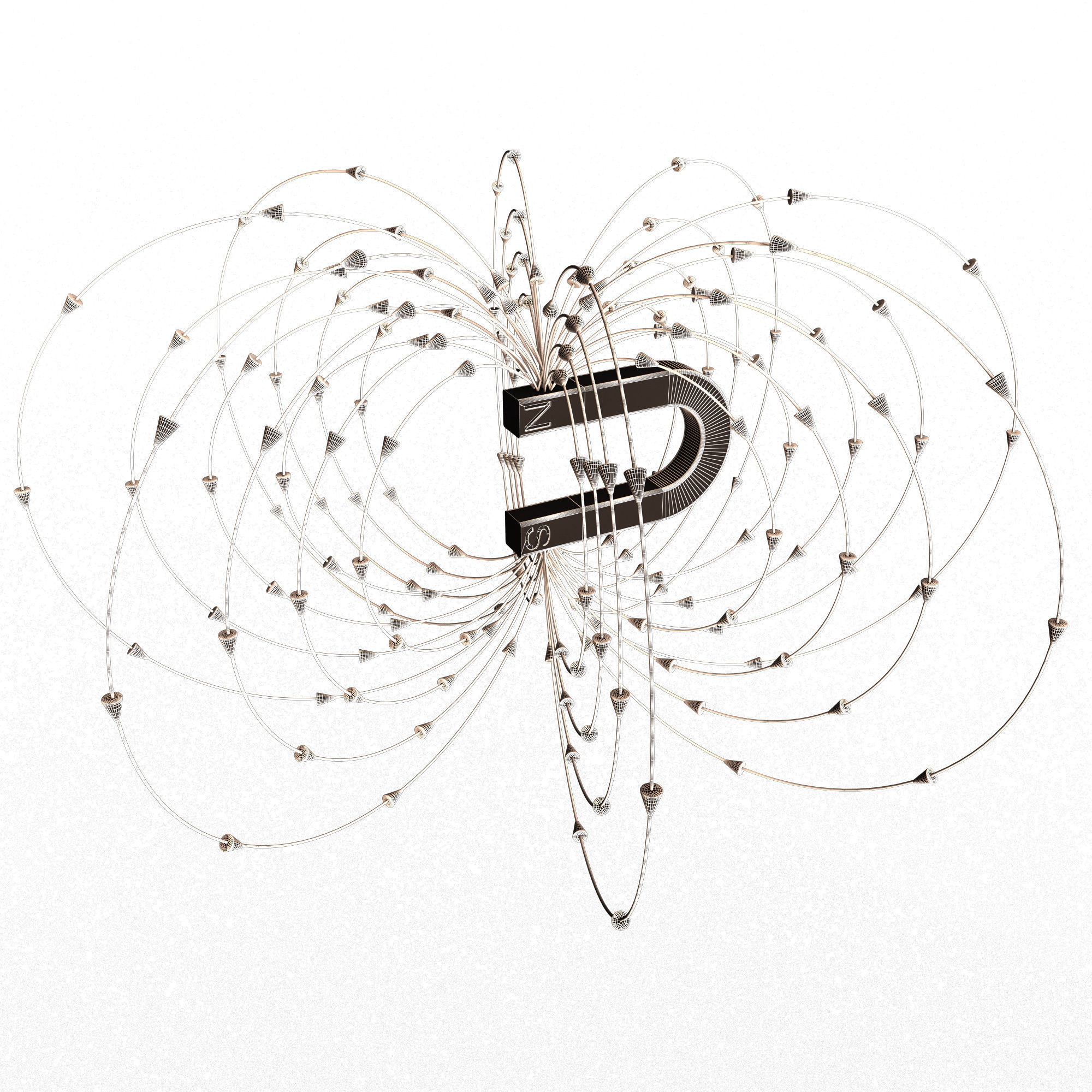 Magnetic Field U Shape Magnet 3D model | CGTrader