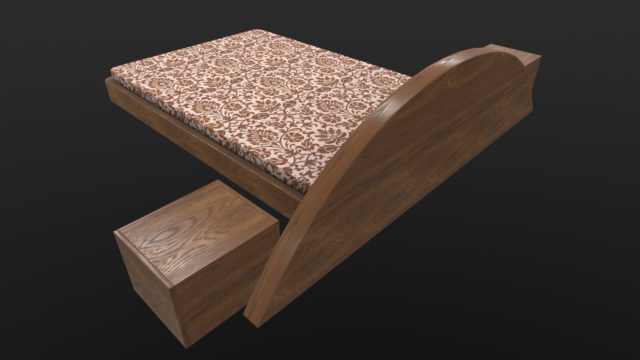 3D model Wooden Bed AR VR Lowpoly PBR VR / AR / low-poly | CGTrader