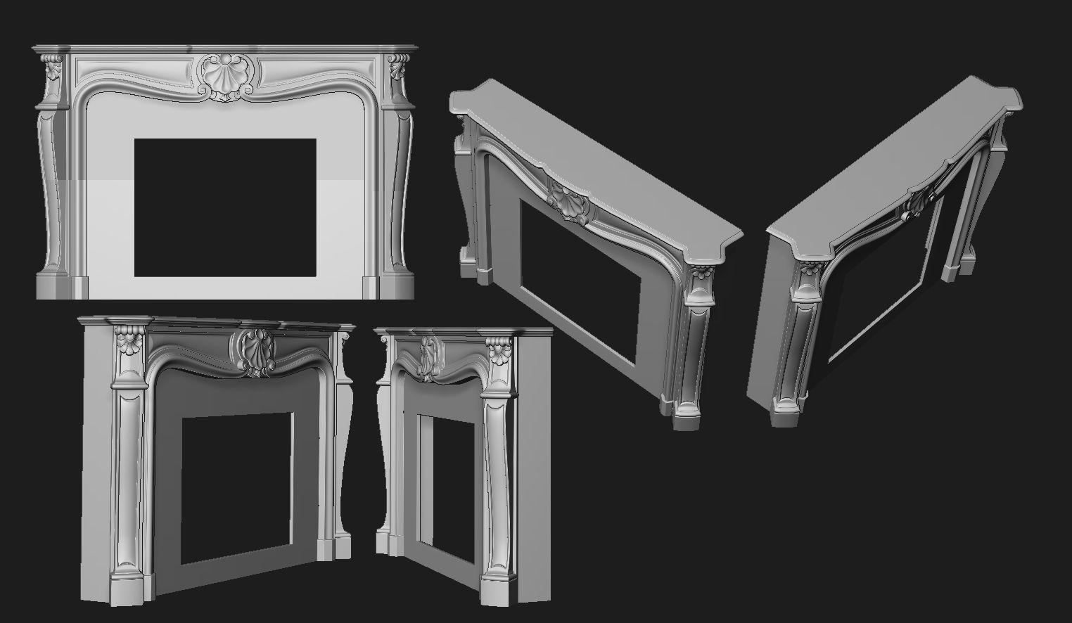 Louis XV style fireplace mantel 3D model | CGTrader