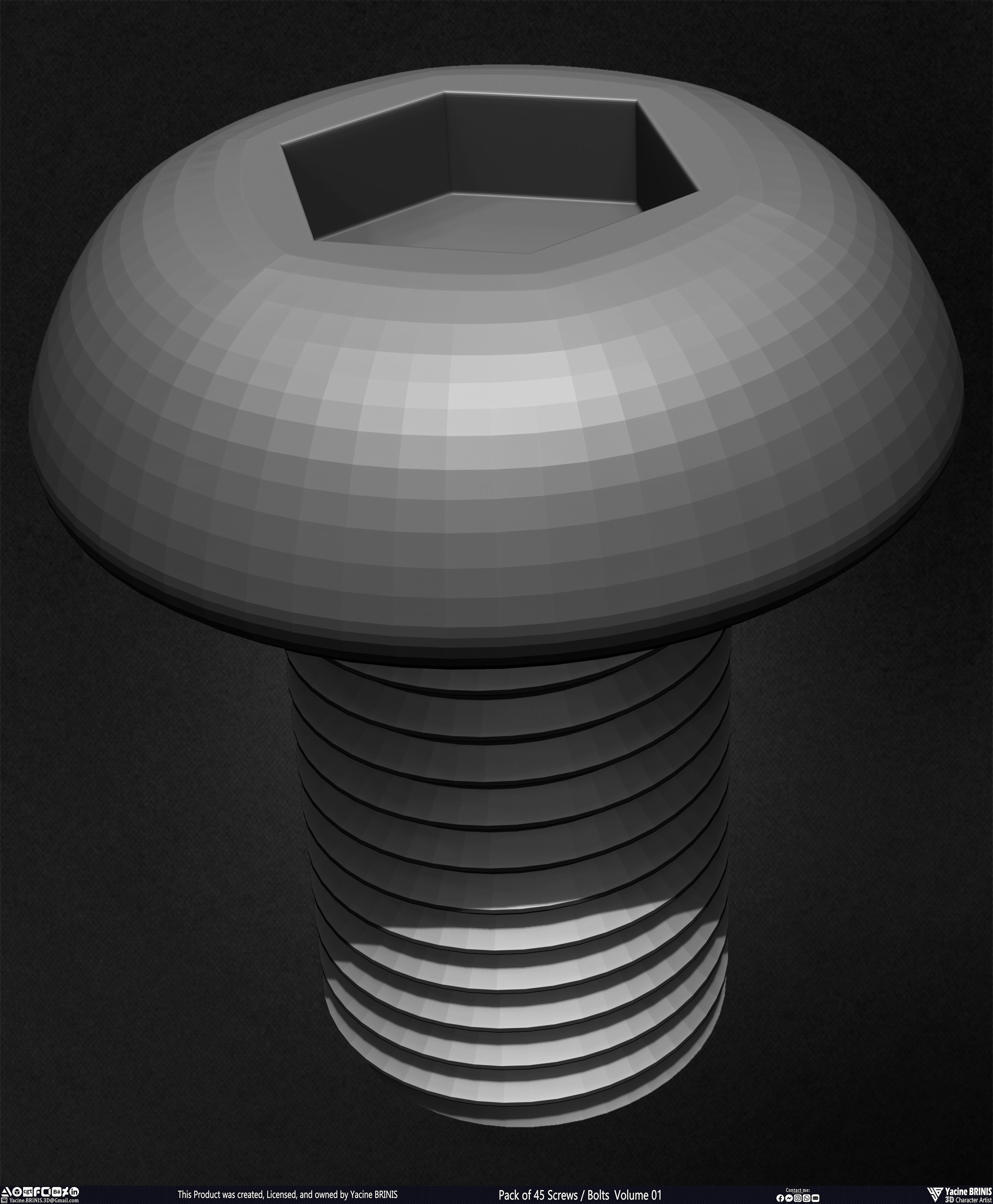 3D model Pack of 45 Screws-Bolts Volume 01 VR / AR / low-poly | CGTrader