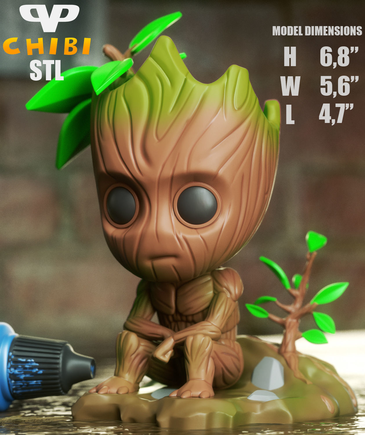 Baby Groot Chibi STL for 3D Printing ChibiSTL 3DXM 3D model 3D ...