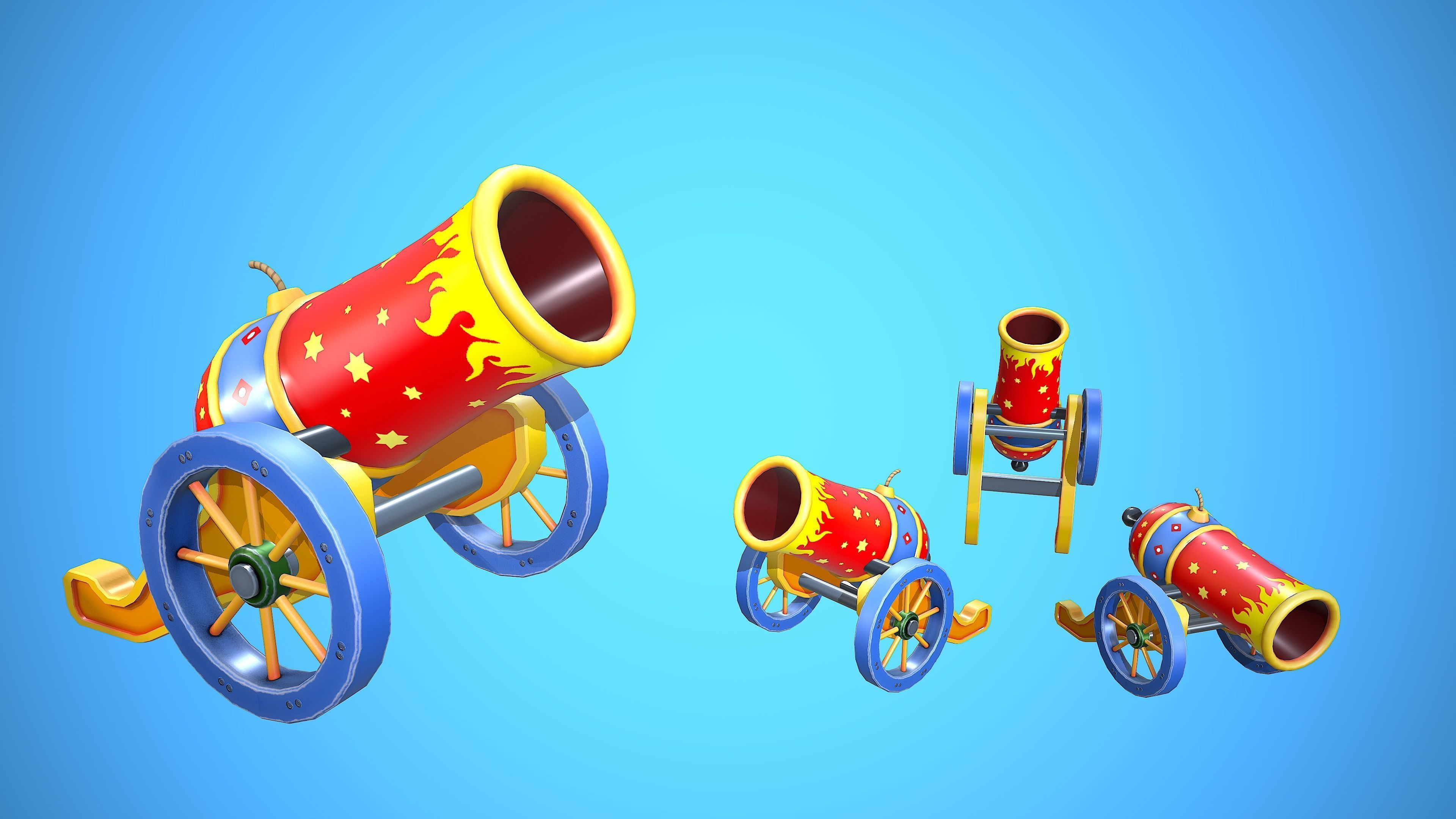3D model CARNIVAL CANNON CIRCUS CARTOON STYLIZED VR / AR / low-poly ...