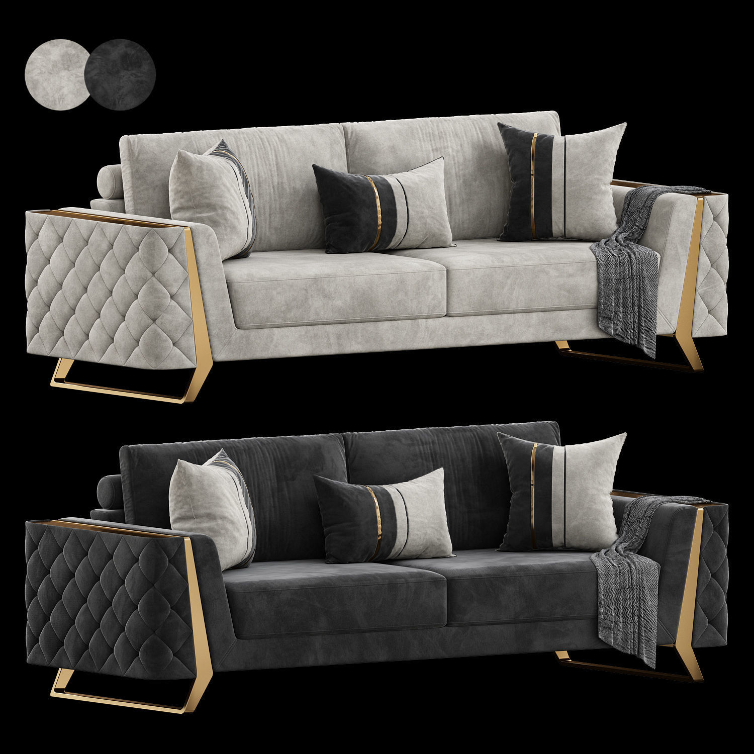 Gloria Gold Sofa 3D model | CGTrader