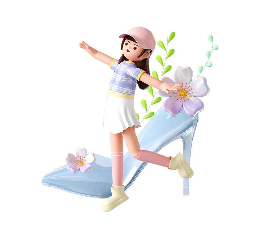 C4D model - spring energetic female characters 3D model | CGTrader