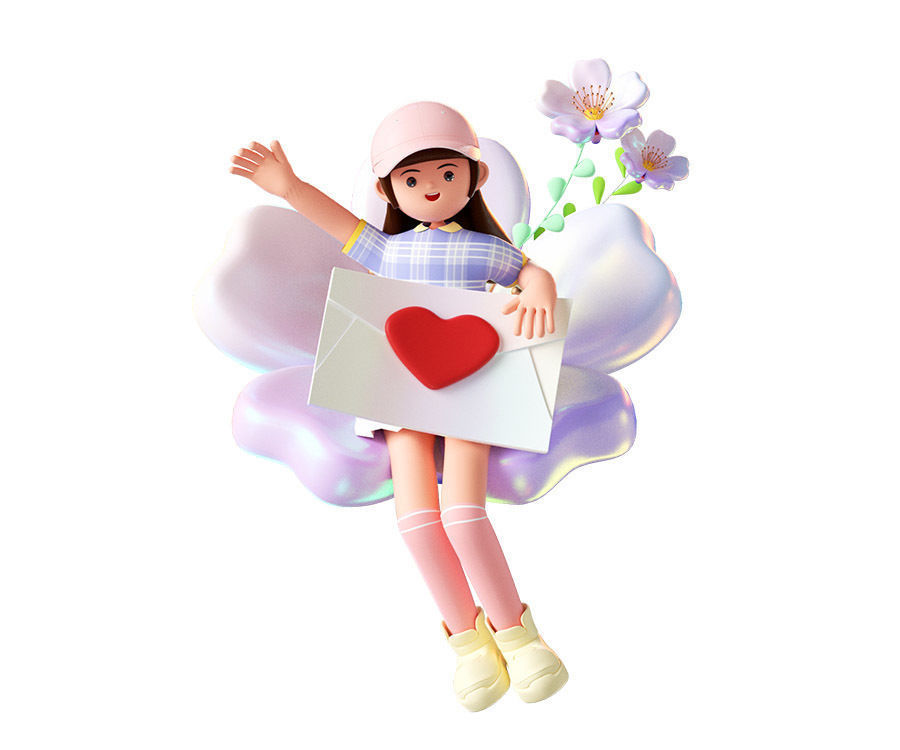 C4D model - spring energetic female characters 3D model | CGTrader