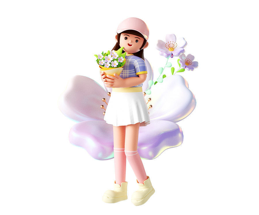 C4D model - spring energetic female characters 3D model | CGTrader