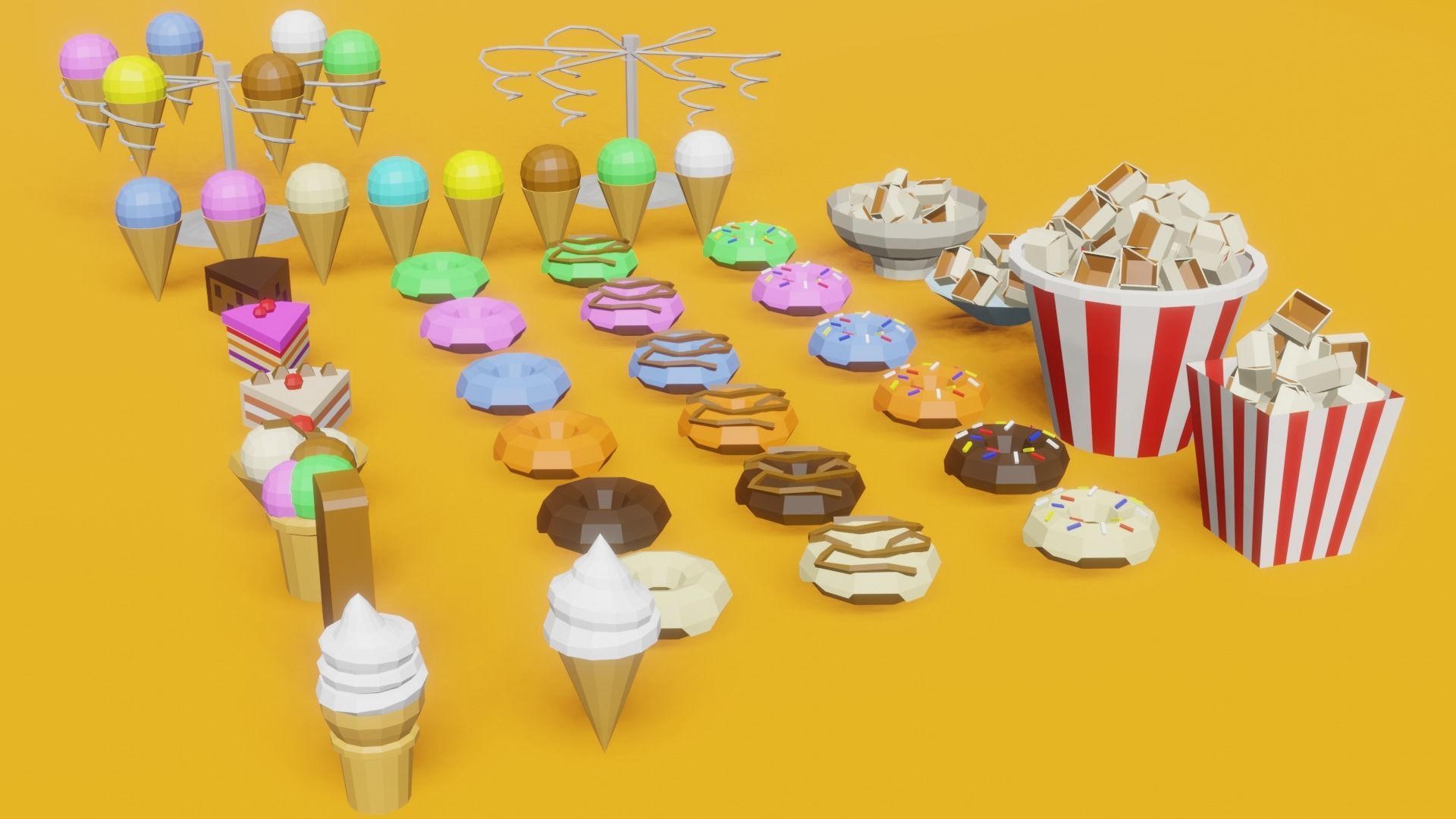 3D model Ice Cream Low-poly Food Pack VR / AR / low-poly | CGTrader