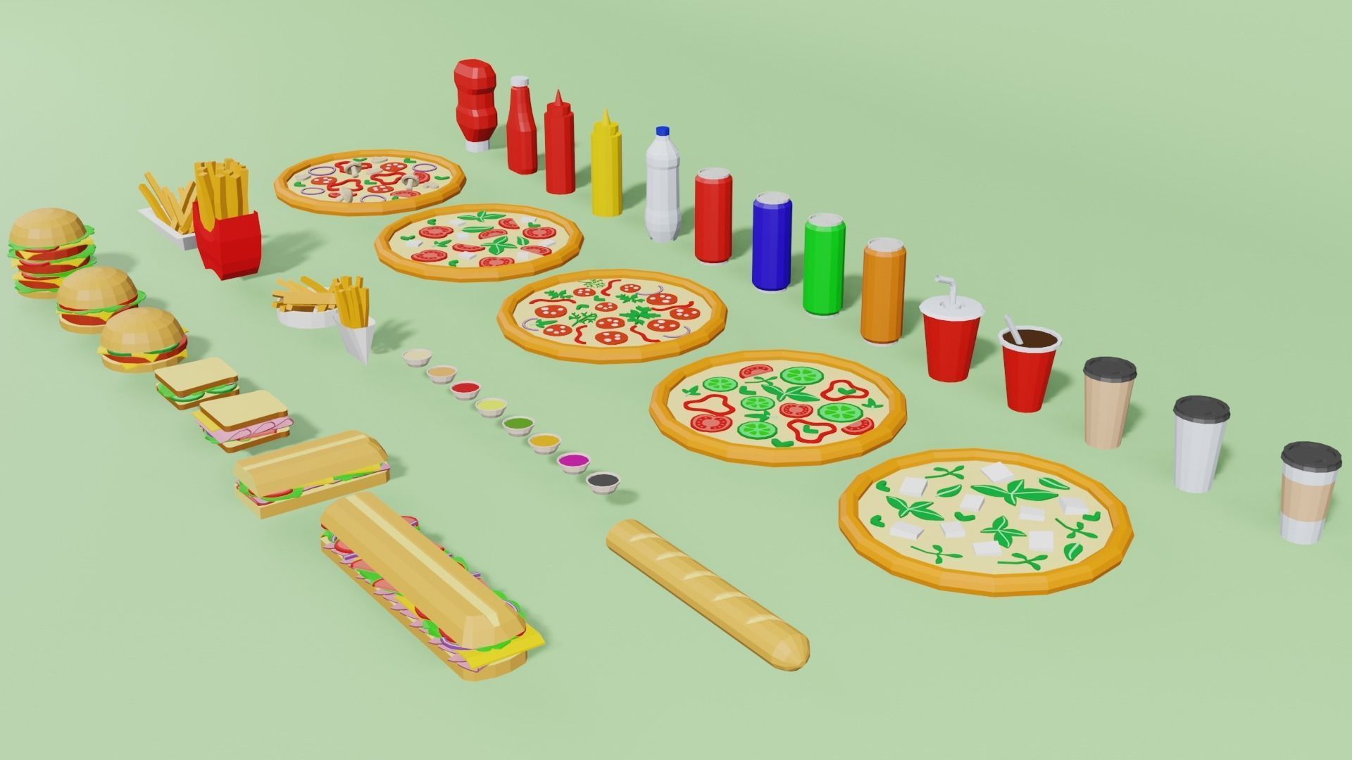 3D model Tasty Fast Food Low-poly Pack 3D VR / AR / low-poly | CGTrader