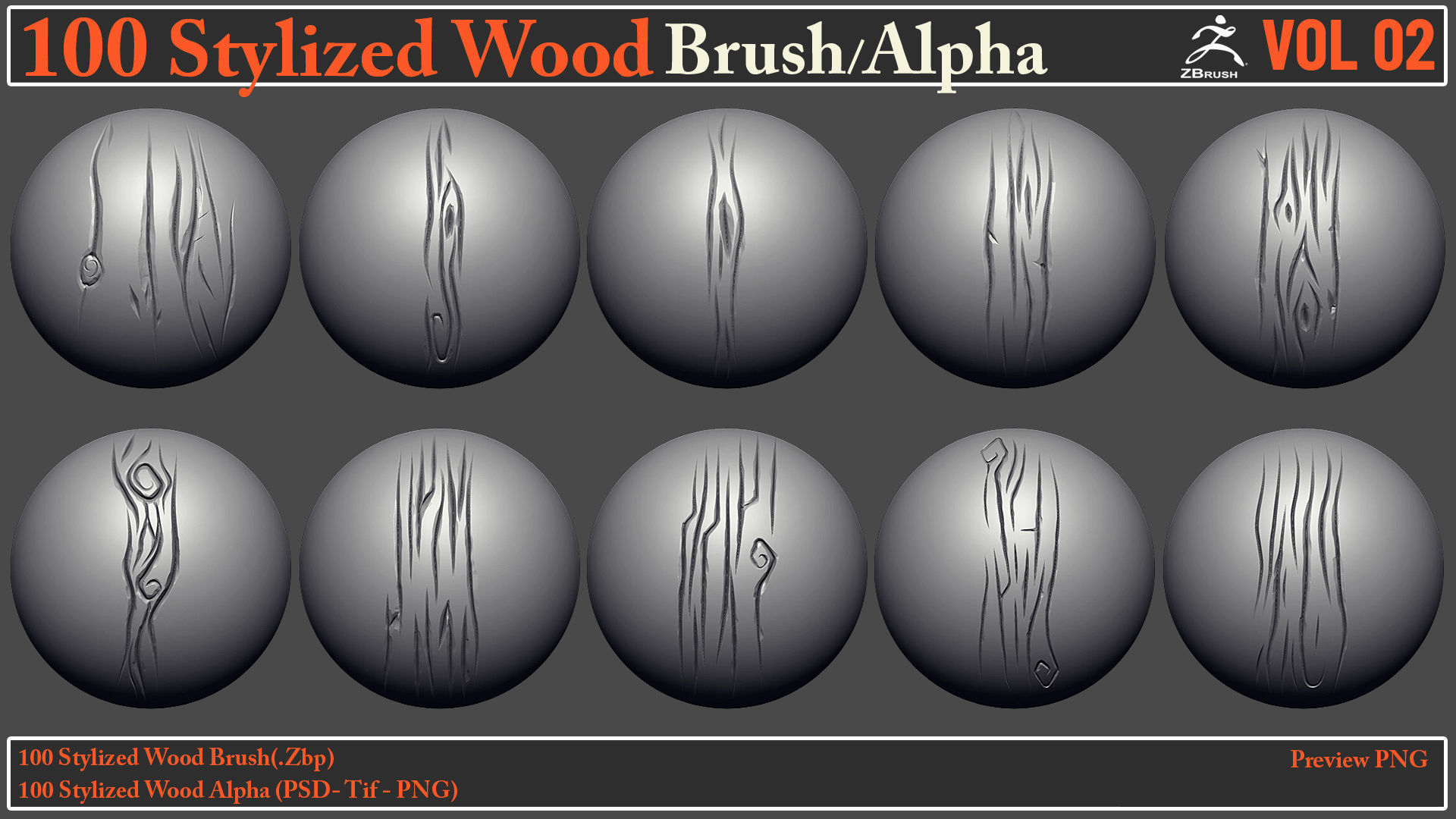 100 Stylized Wood Brush-Alpha VOL02 Texture | CGTrader