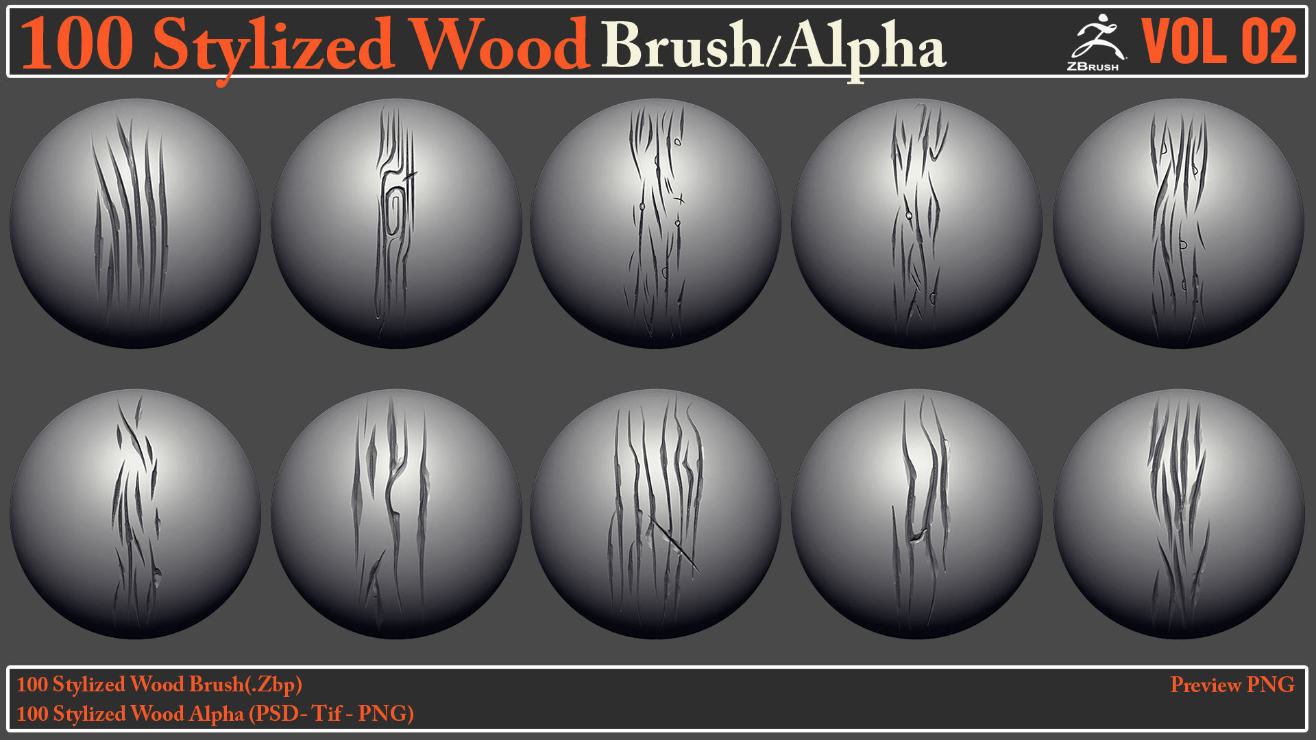 100 Stylized Wood Brush-Alpha VOL02 Texture | CGTrader