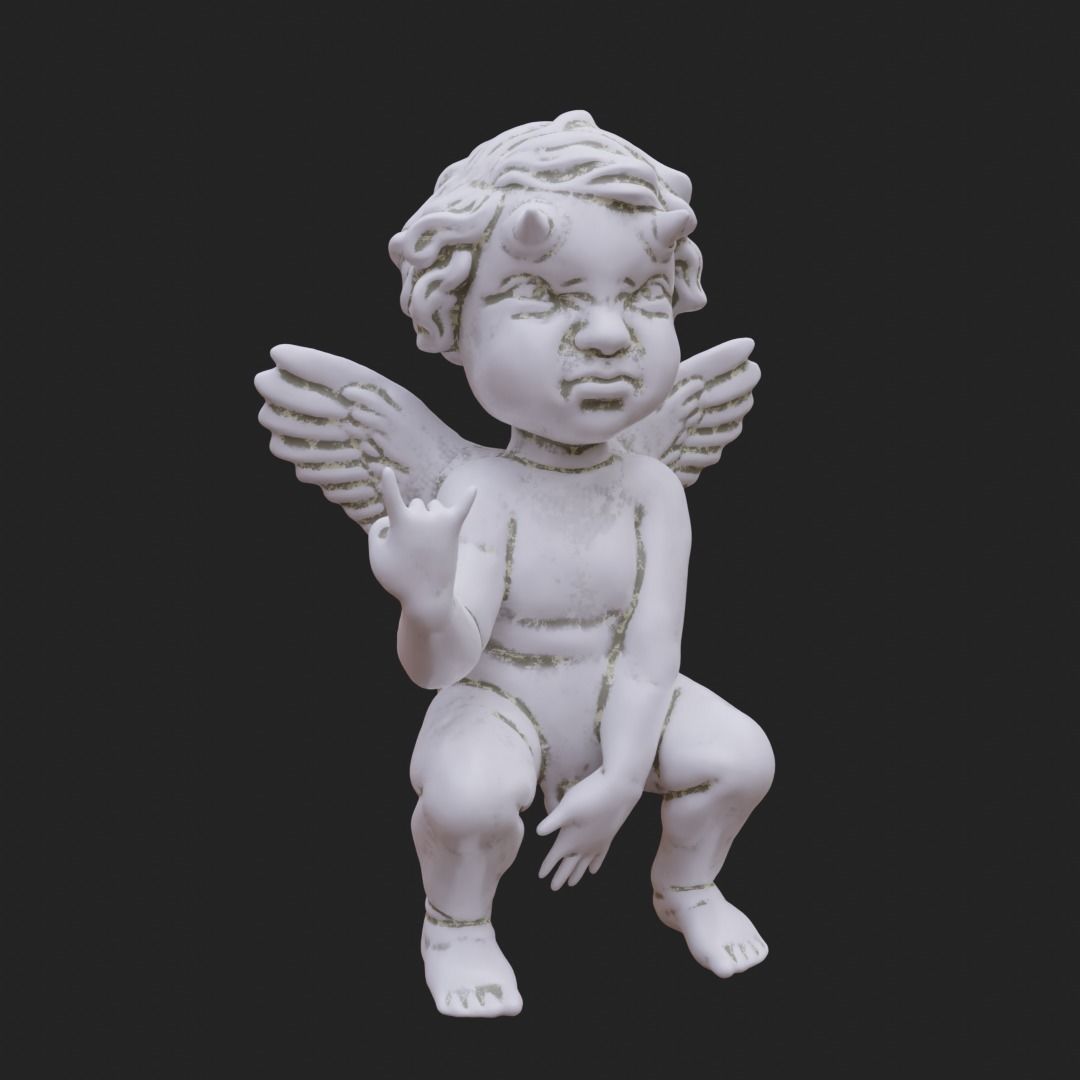 Cheeky Cherub with Horns 3D model 3D printable | CGTrader