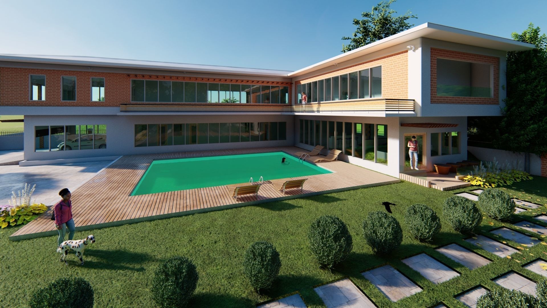 L-Shaped House Plans 3D model animated | CGTrader