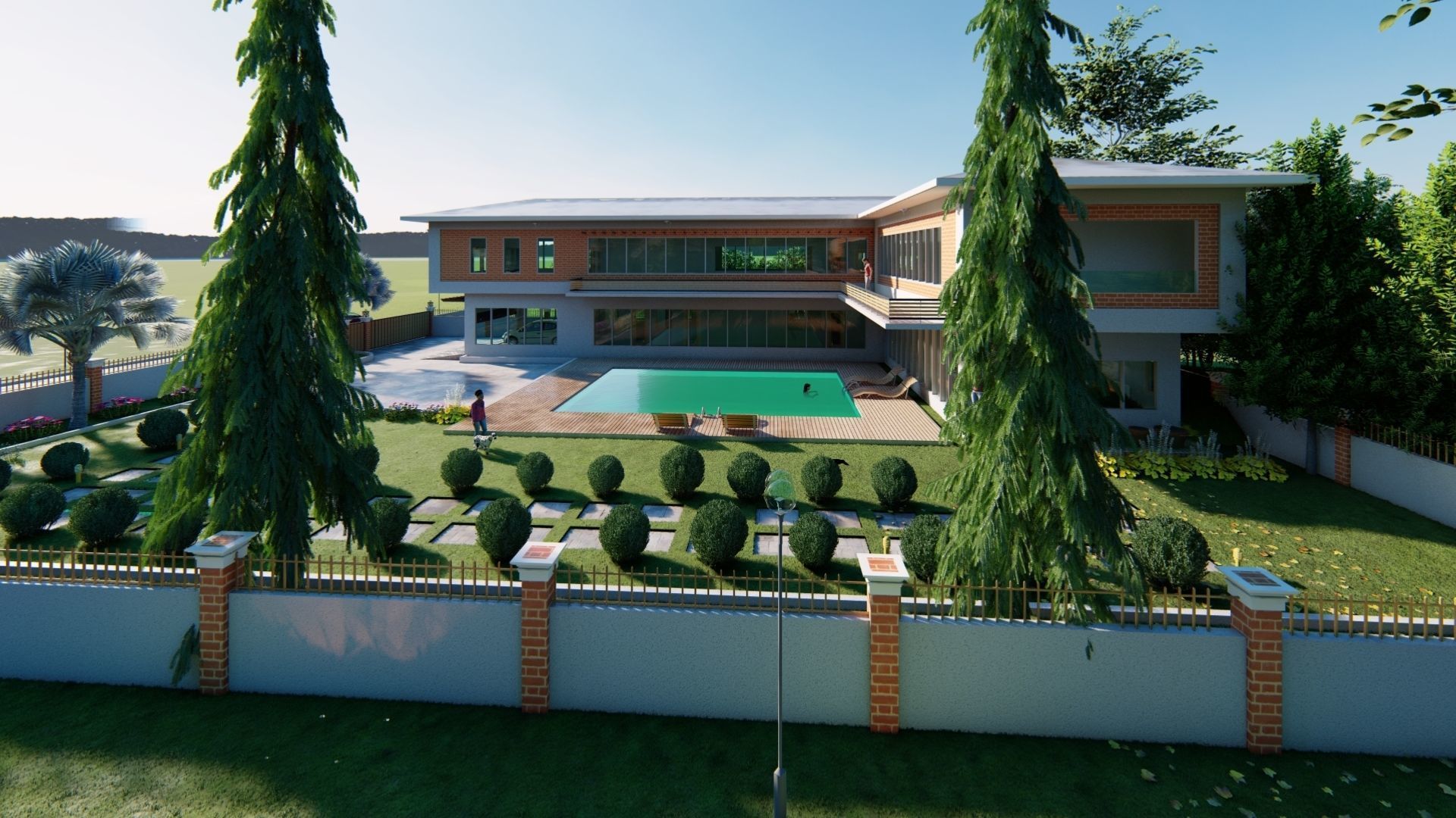 L-Shaped House Plans 3D model animated | CGTrader