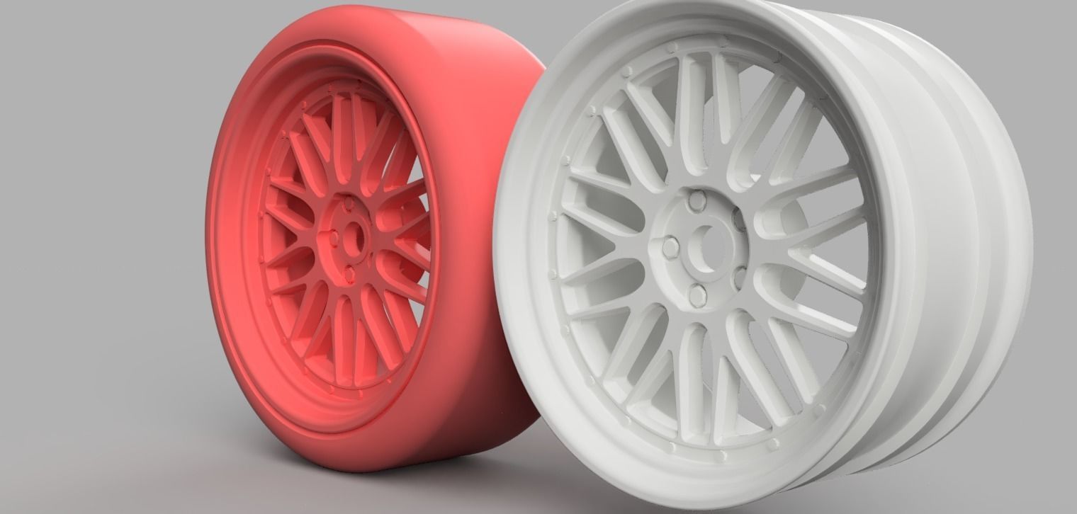 52mm Diameter 12MM HEX RC Wheels BBS LM with and without tires 3D model ...
