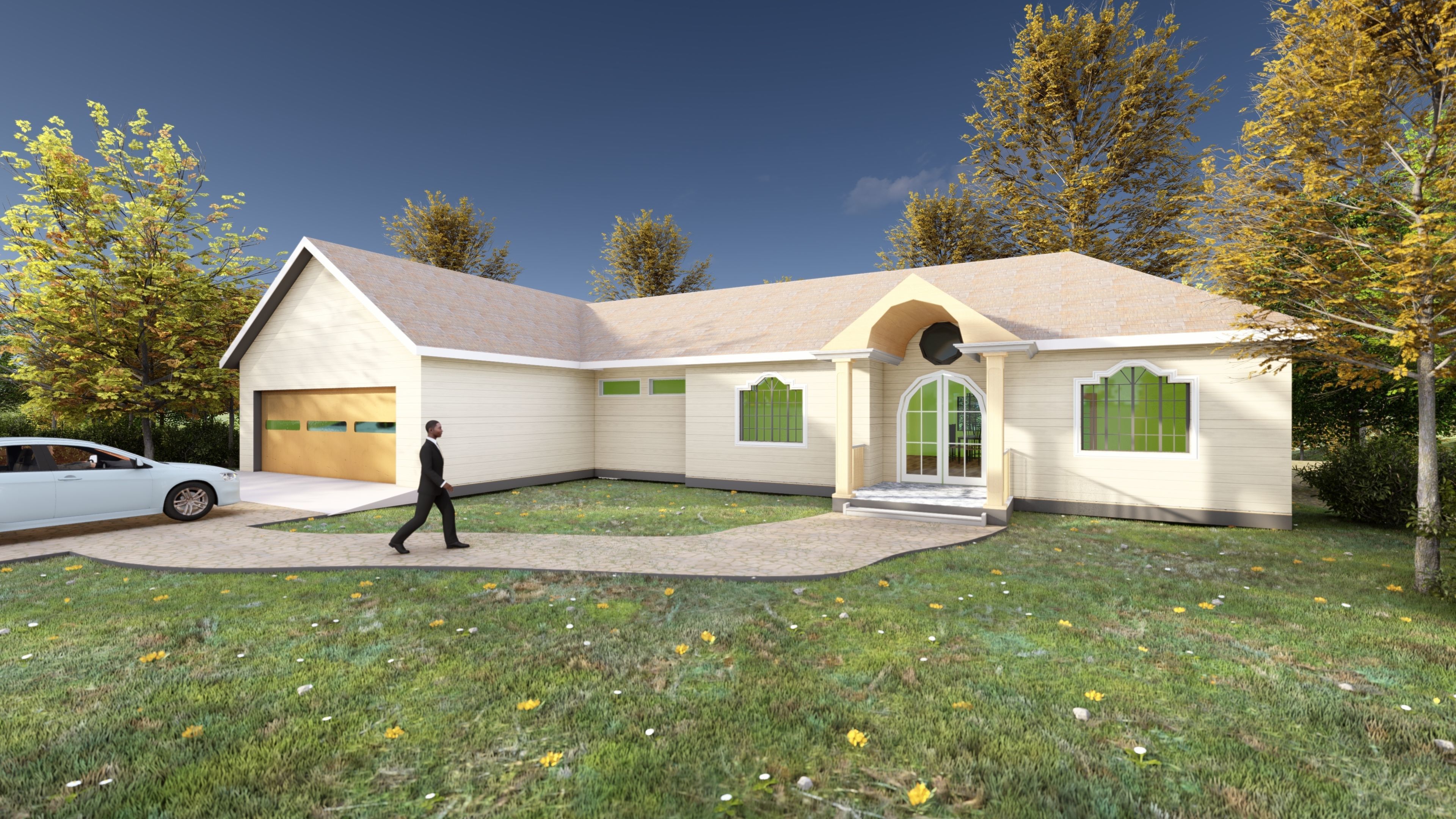 4 Bedroom house plan 3D model | CGTrader