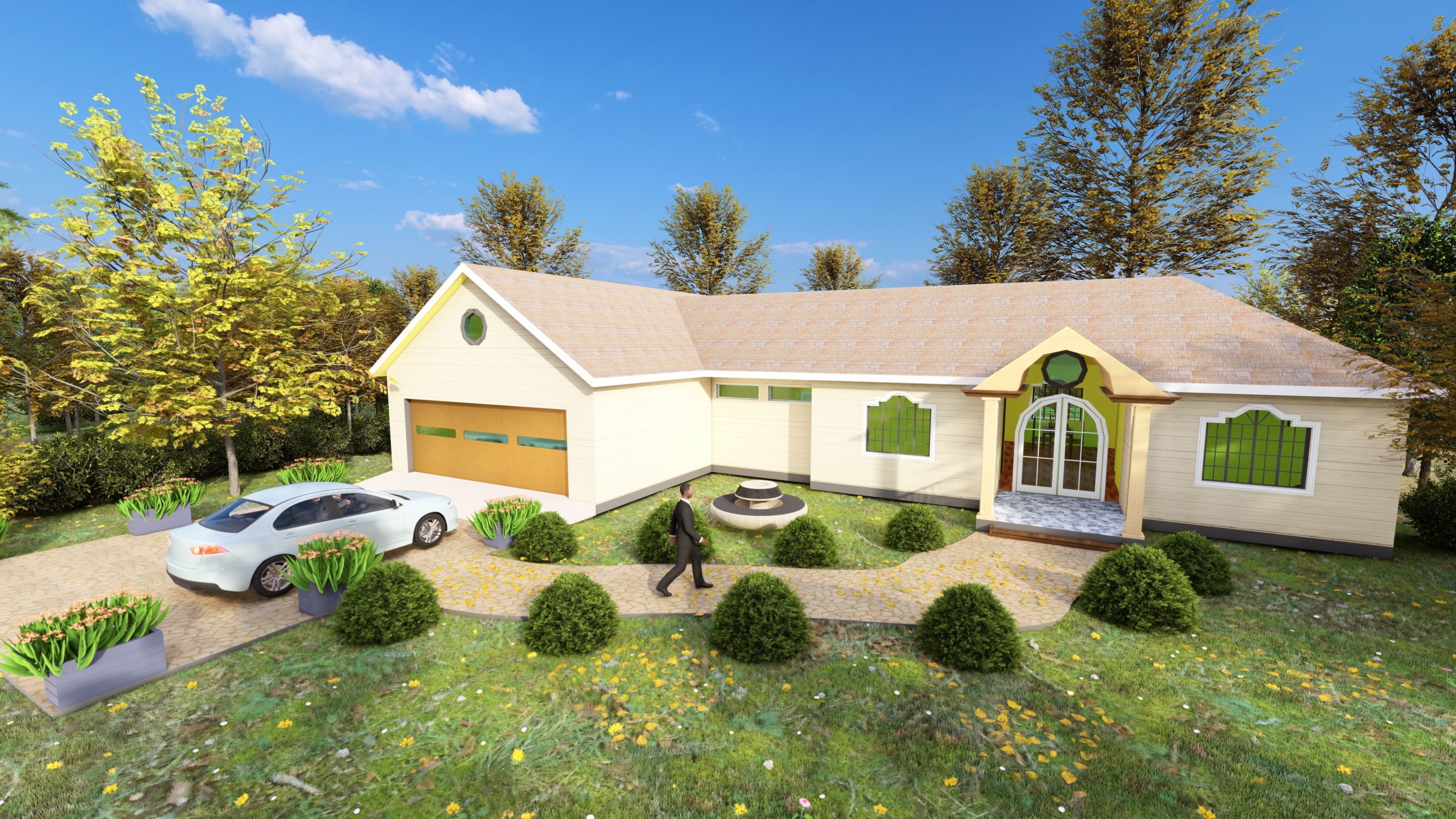 4 Bedroom house plan 3D model | CGTrader