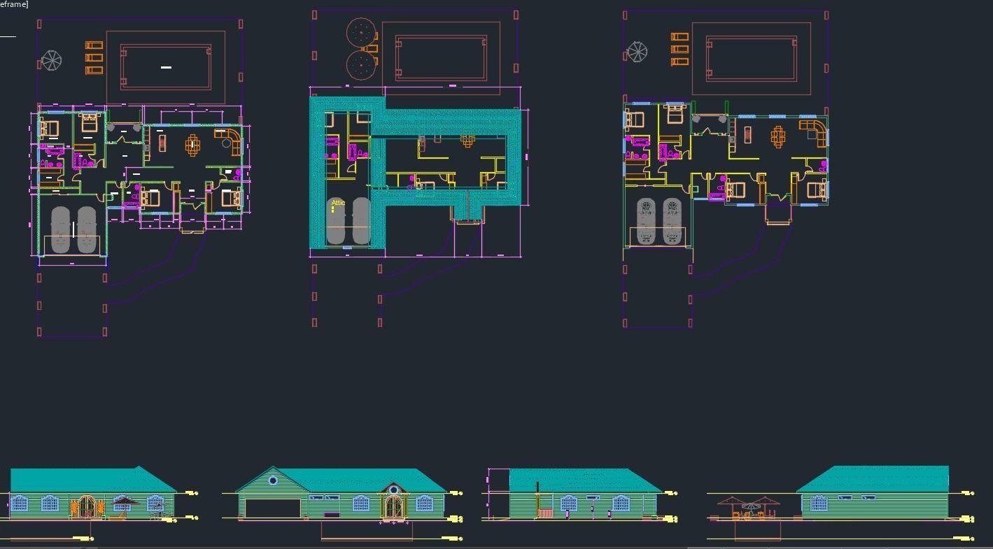 4 Bedroom house plan 3D model | CGTrader