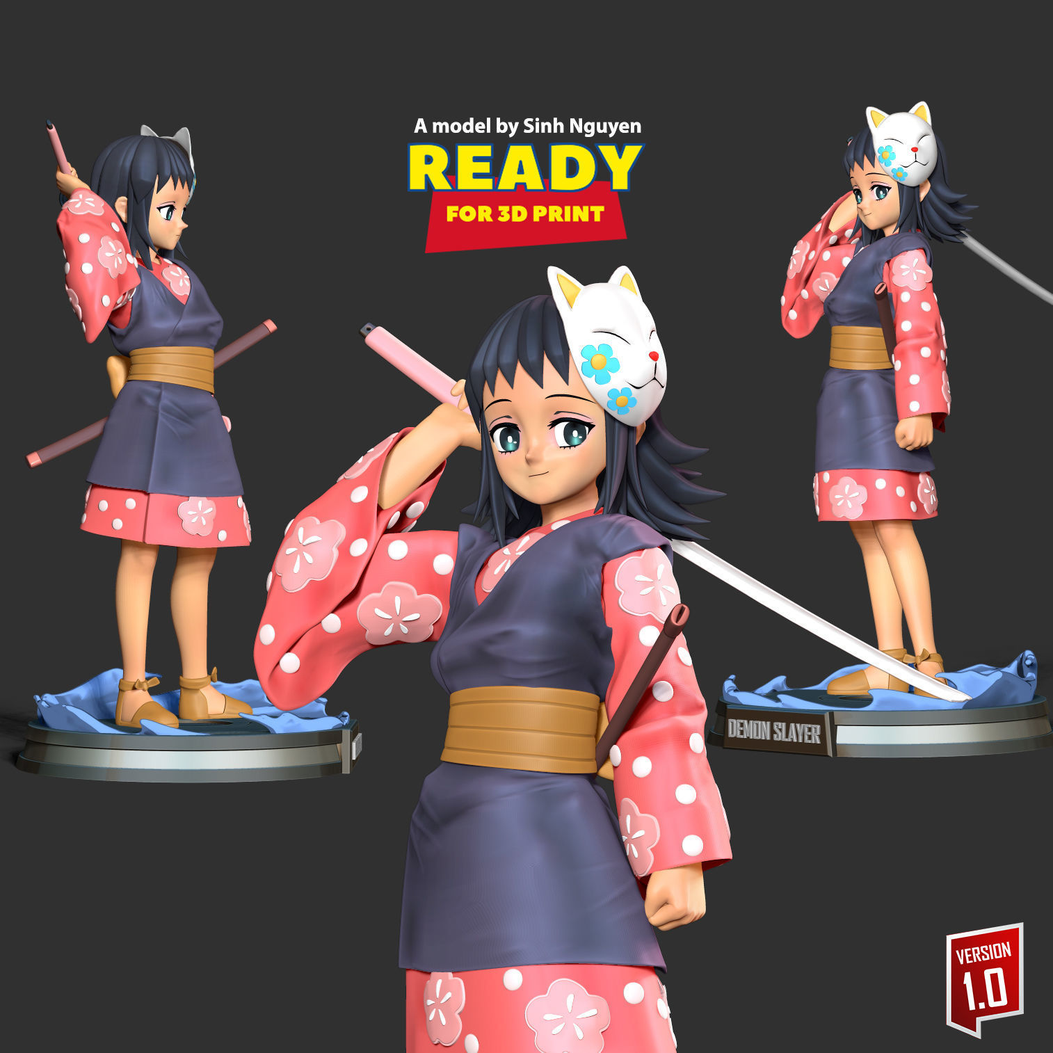 Makomo - Demon Slayer Fanart 3D model 3D printable | CGTrader