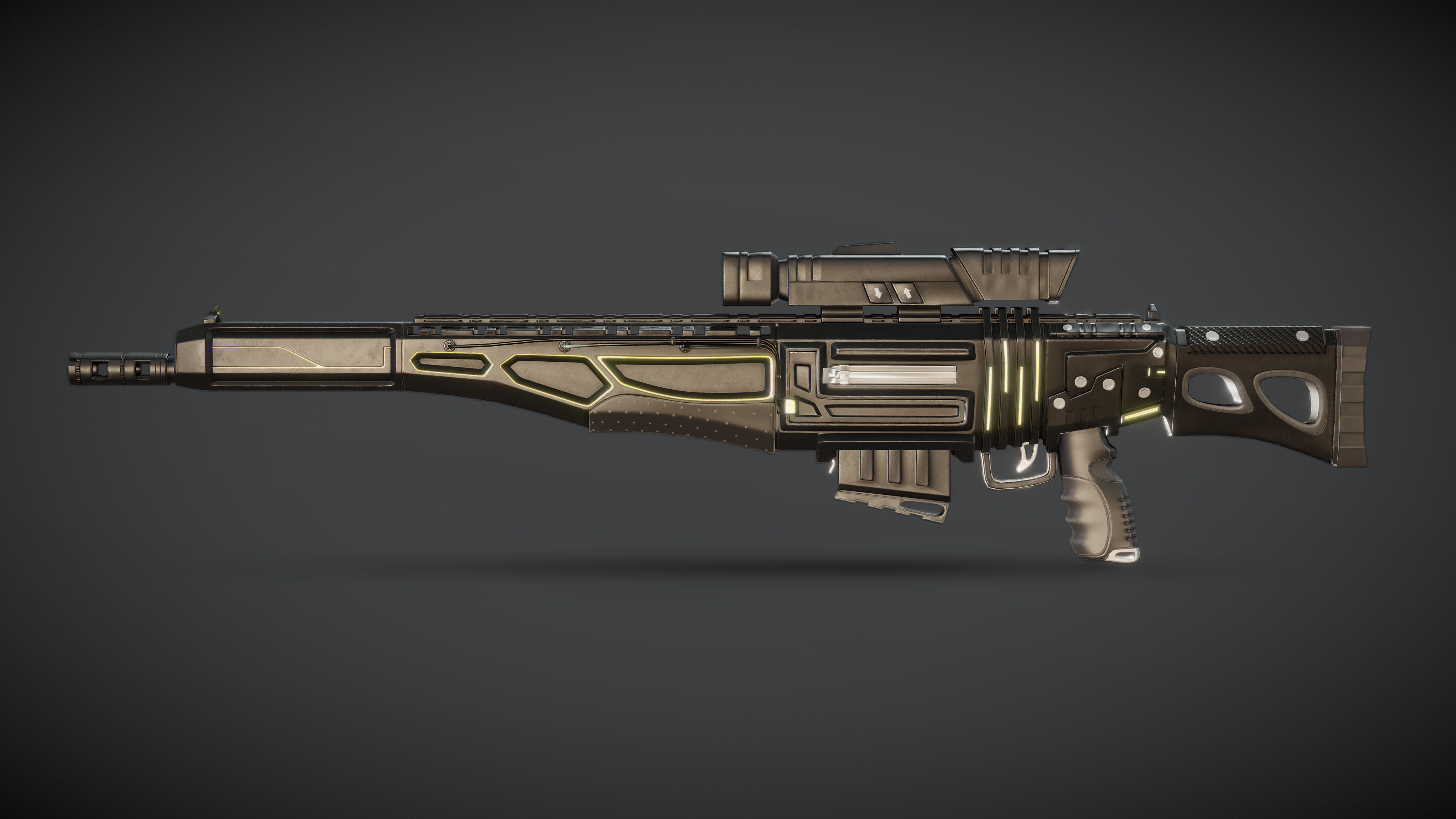 3D model PBR game ready sci fi sniper rifle package VR / AR / low-poly ...