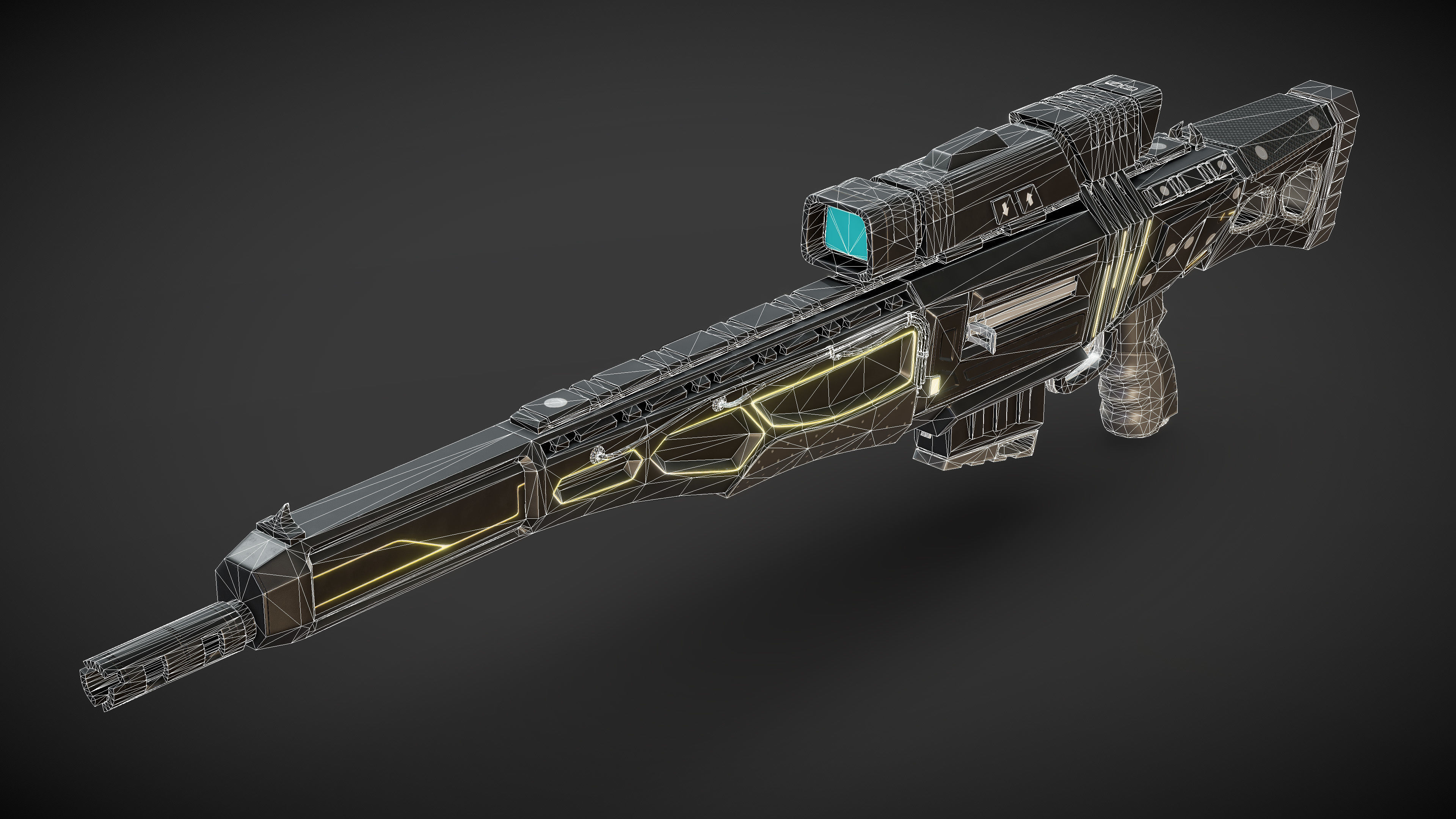 3D model PBR game ready sci fi sniper rifle package VR / AR / low-poly ...