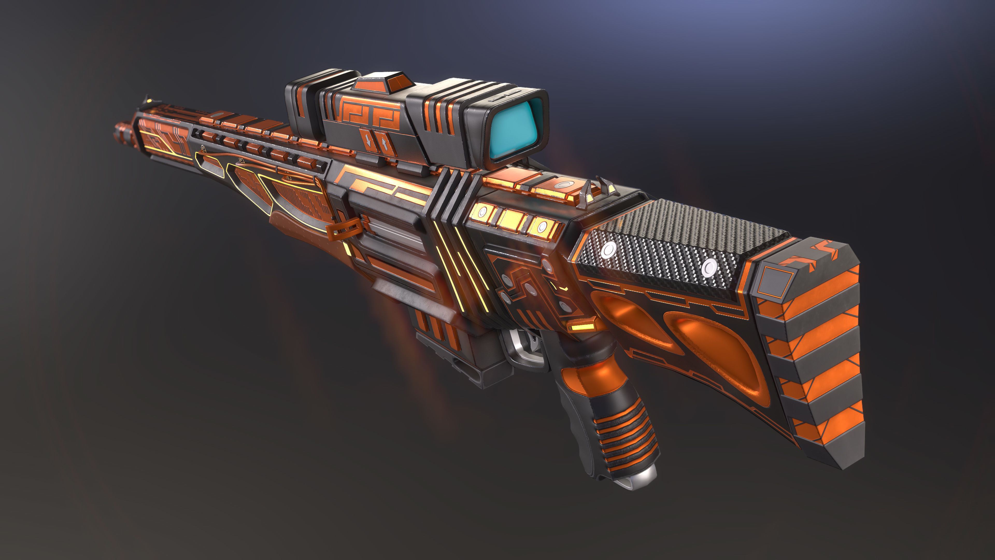 3D model PBR game ready sci fi sniper rifle package VR / AR / low-poly ...