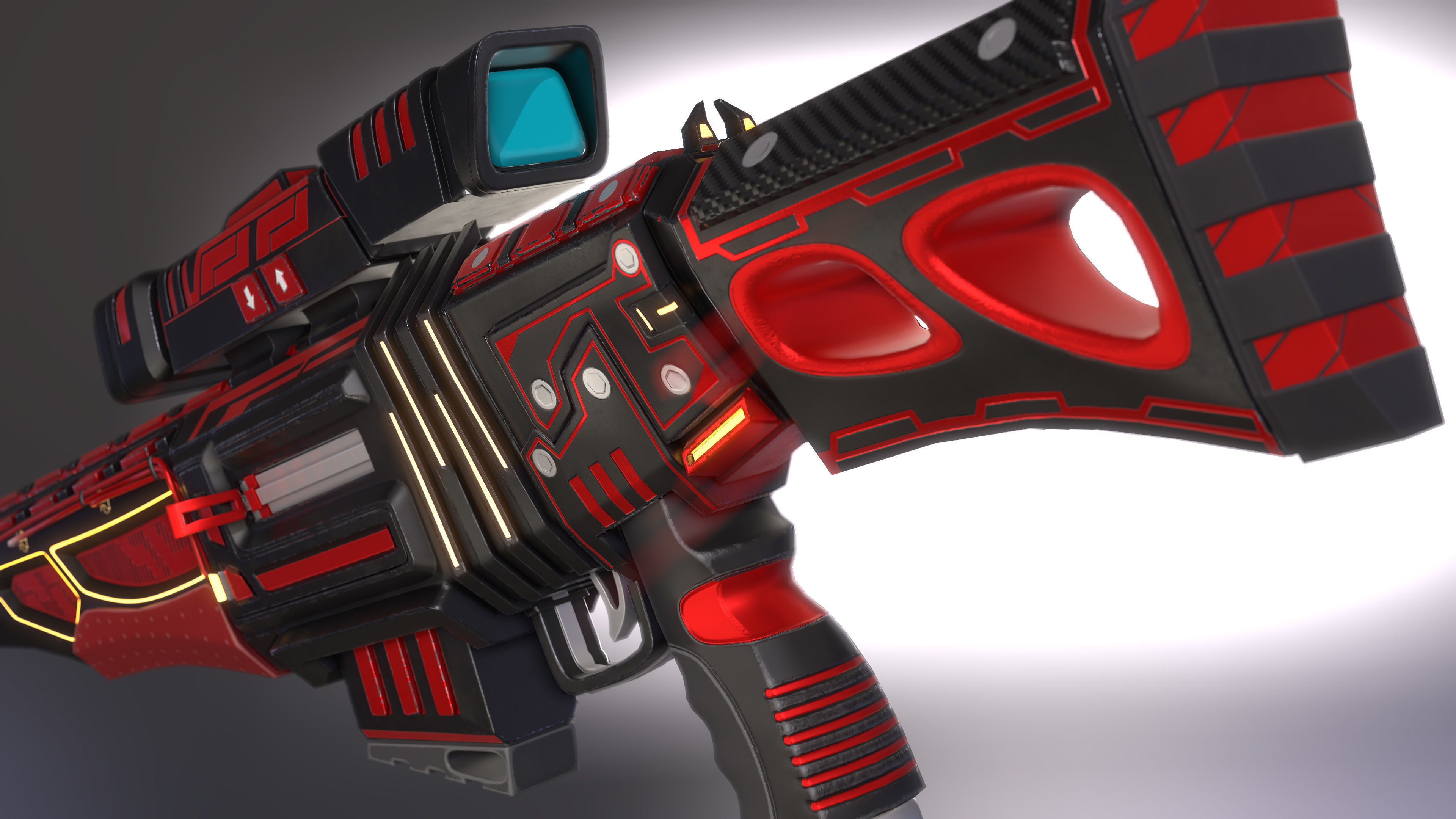 3D model PBR game ready sci fi sniper rifle package VR / AR / low-poly ...