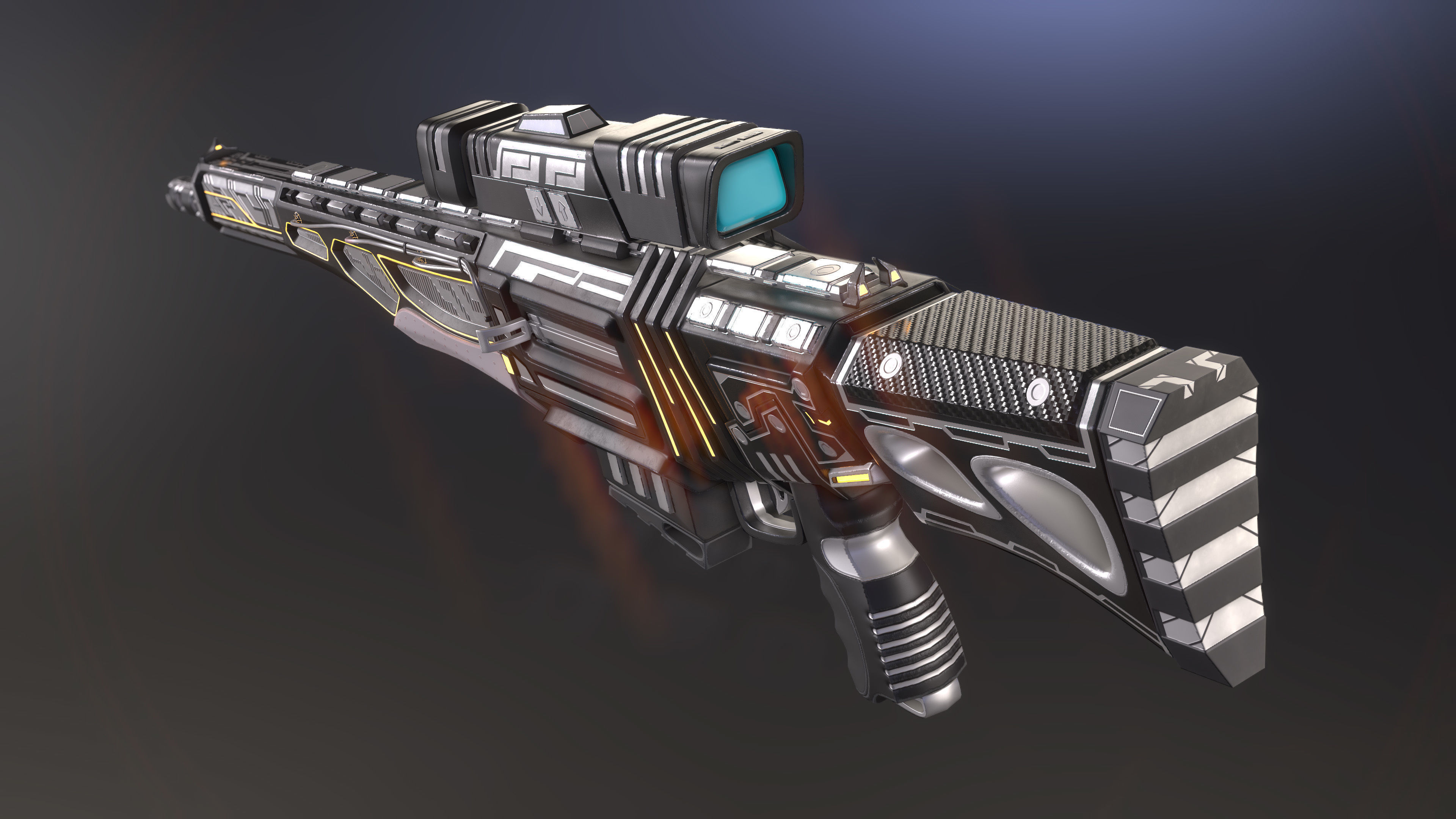 3D model PBR game ready sci fi sniper rifle package VR / AR / low-poly ...