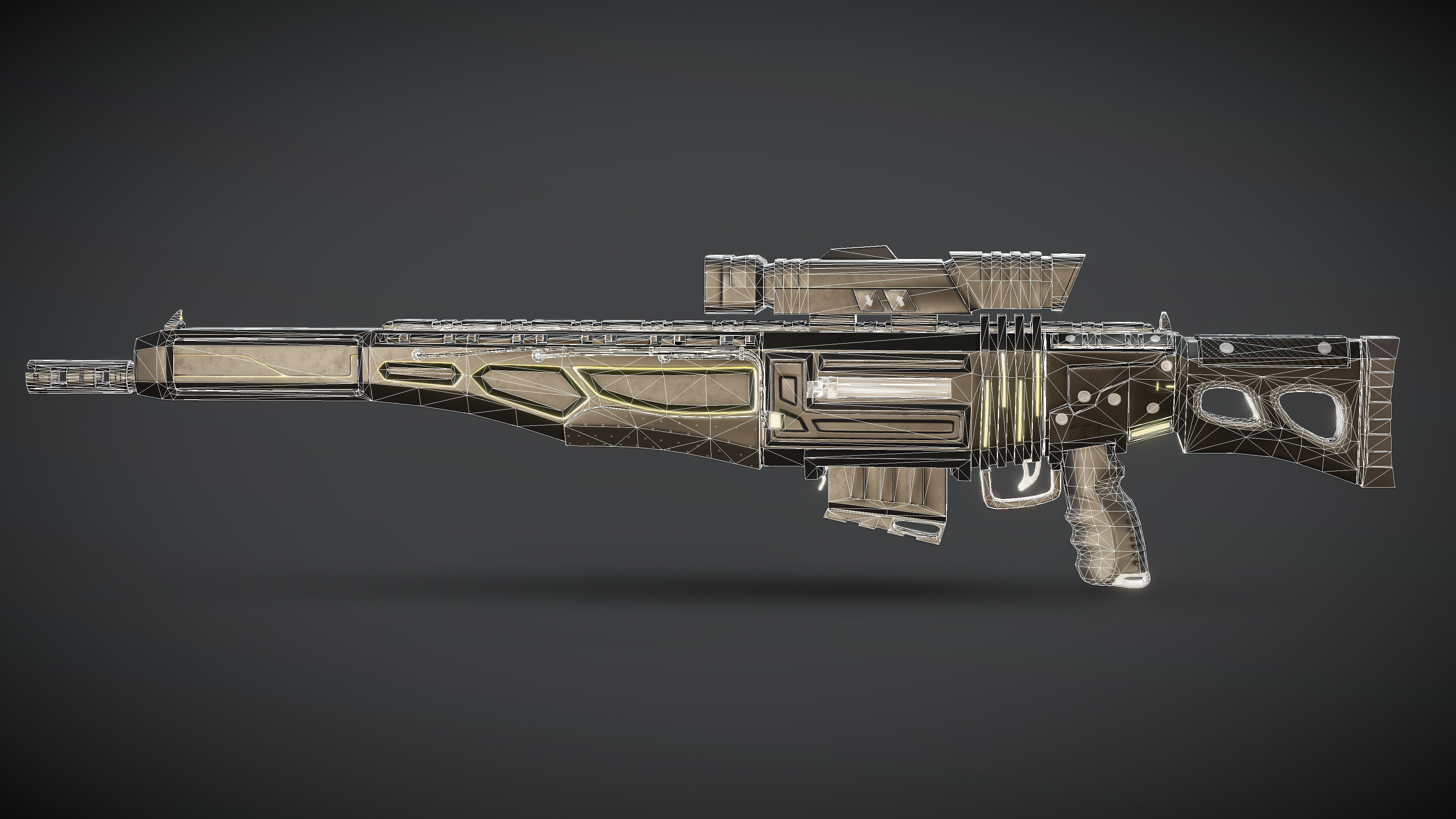 3D model PBR game ready sci fi sniper rifle package VR / AR / low-poly ...