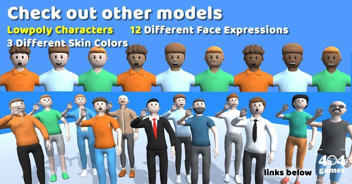 3D model Lowpoly Stickman - Facial Expressions - HyperCasual Stickman ...