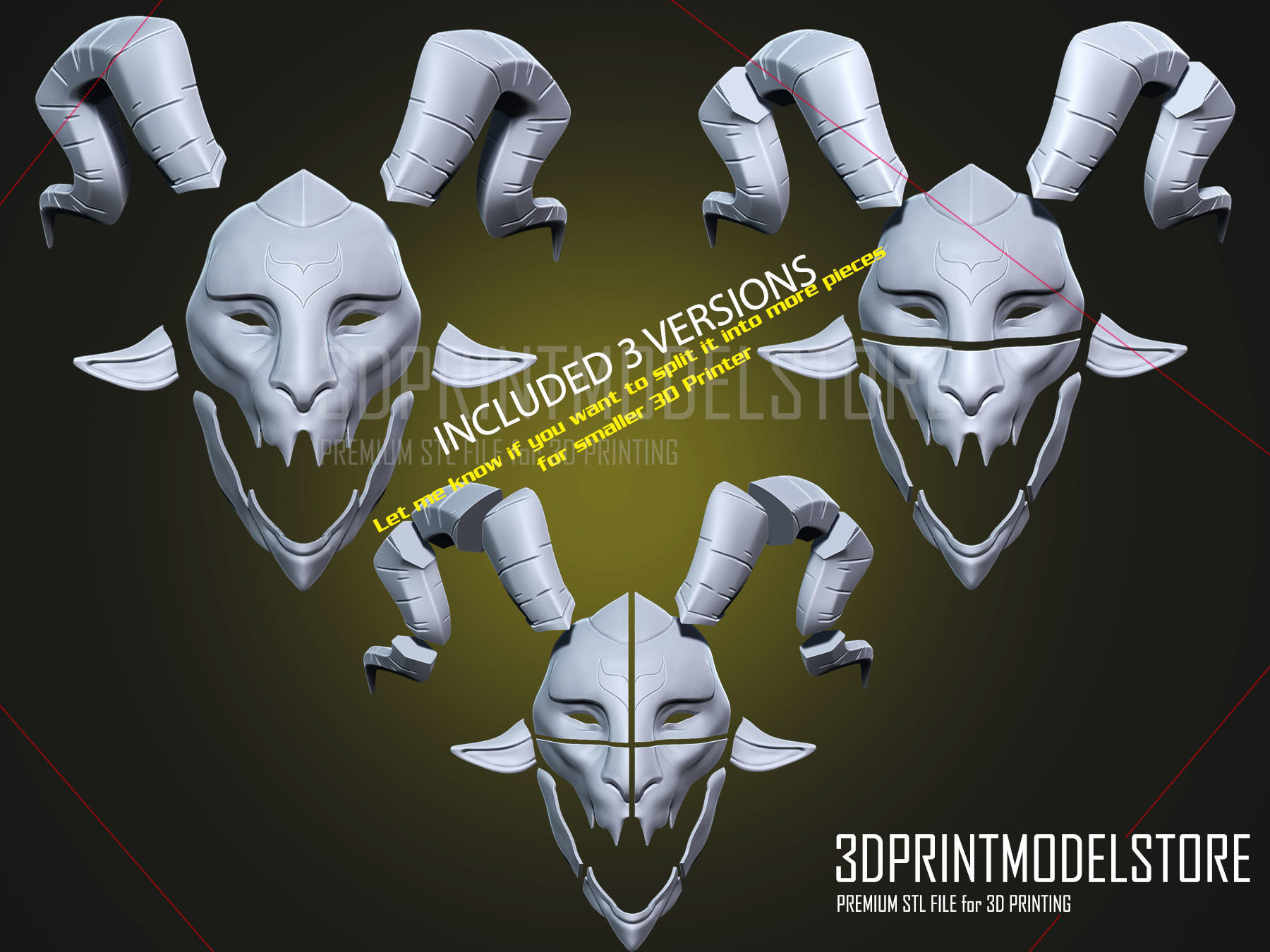 Neon White Cosplay Mask - Neon Yellow Mask - Halloween Costume 3D model ...