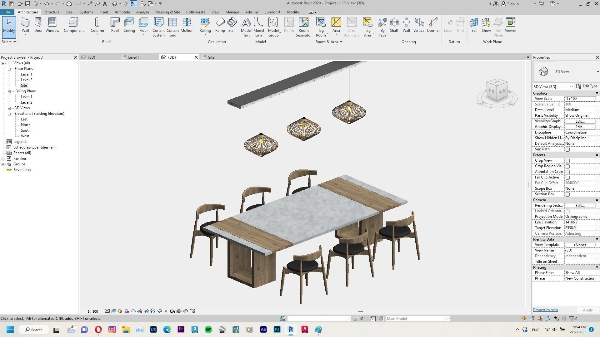 Dining table Furniture Pack Revit Family Interior 3D model | CGTrader