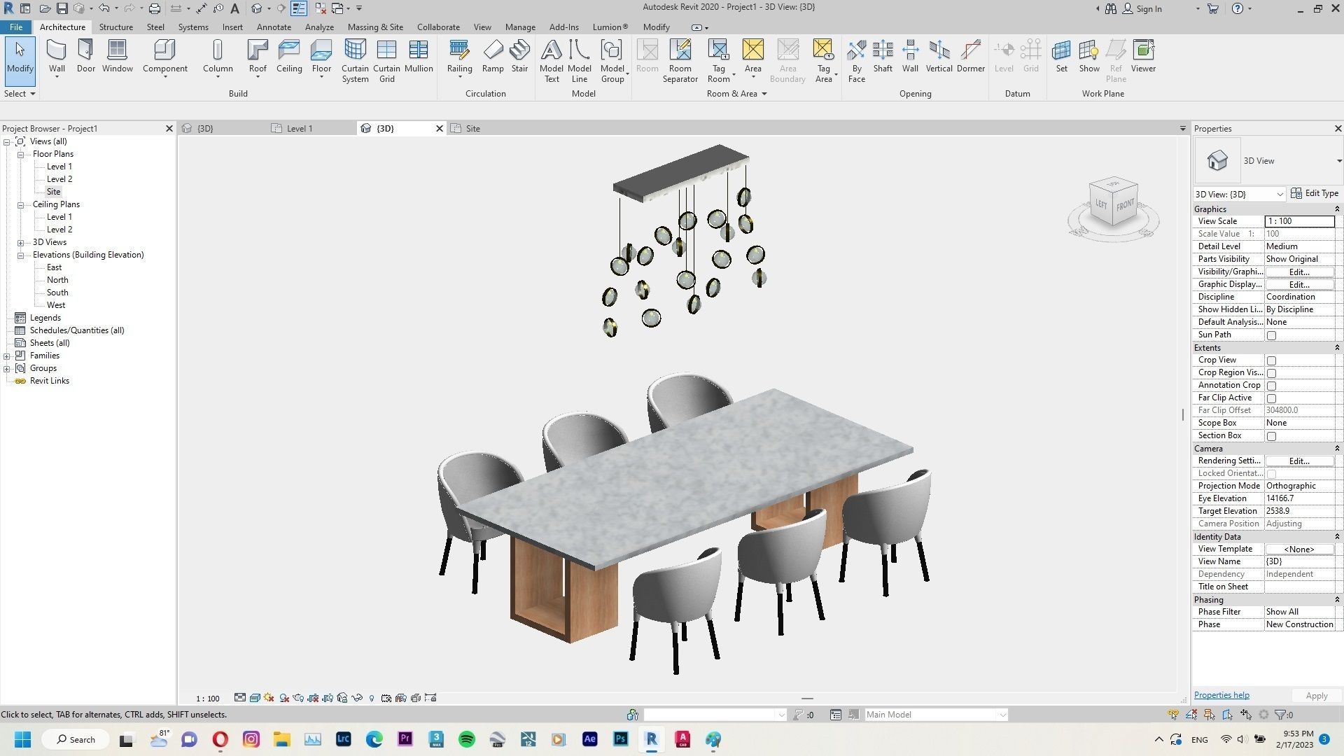 Dining table Furniture Pack Revit Family Interior 3D model | CGTrader