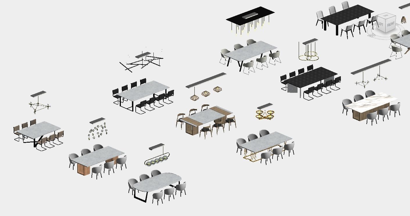 Dining table Furniture Pack Revit Family Interior 3D model | CGTrader