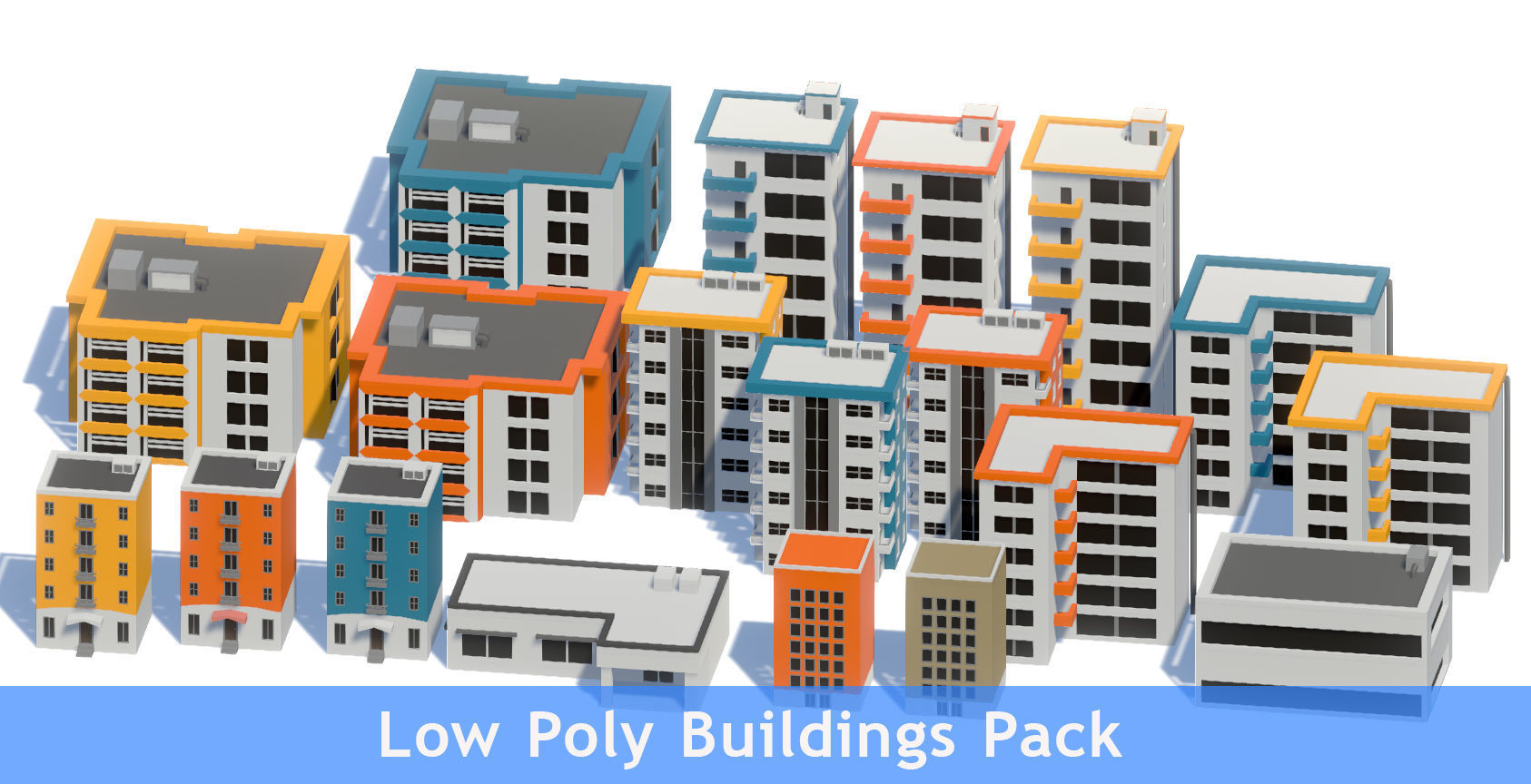 3D model 3D Low Poly - Buildings Pack VR / AR / low-poly | CGTrader
