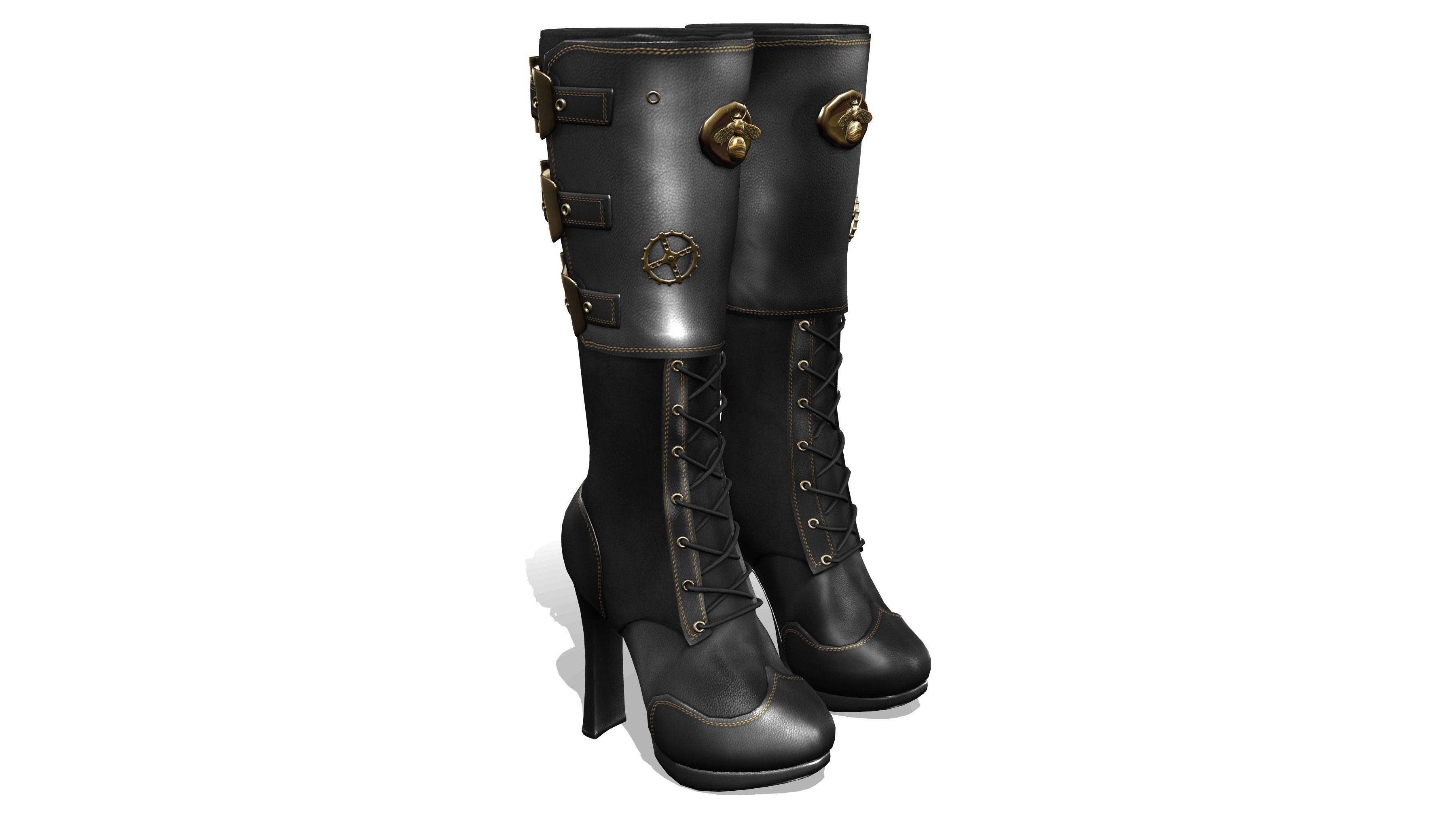 3D model Steampunk High Heel Platform Boots VR / AR / low-poly | CGTrader