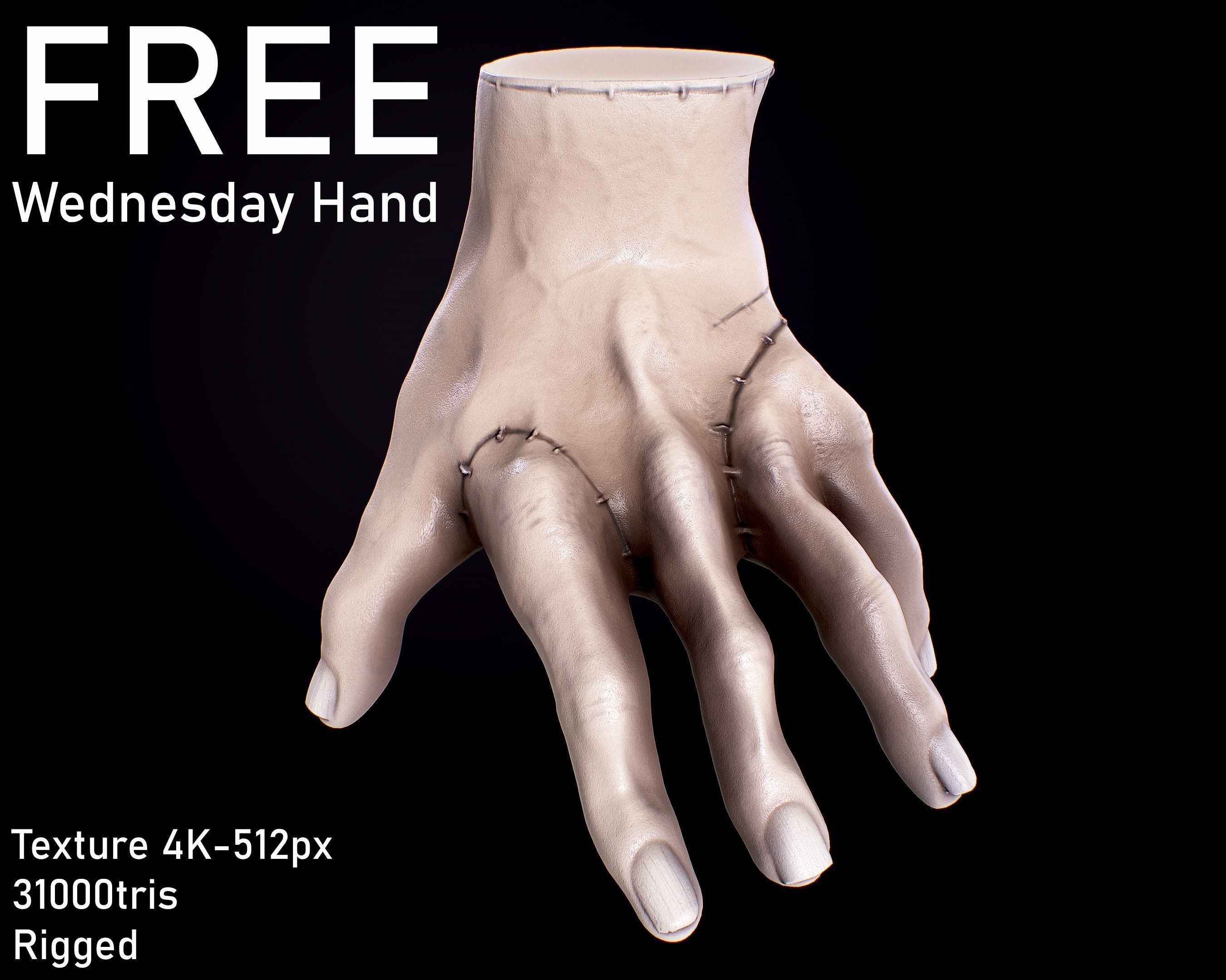 Wednesday Thing Hand Free free VR / AR / low-poly 3D model rigged ...