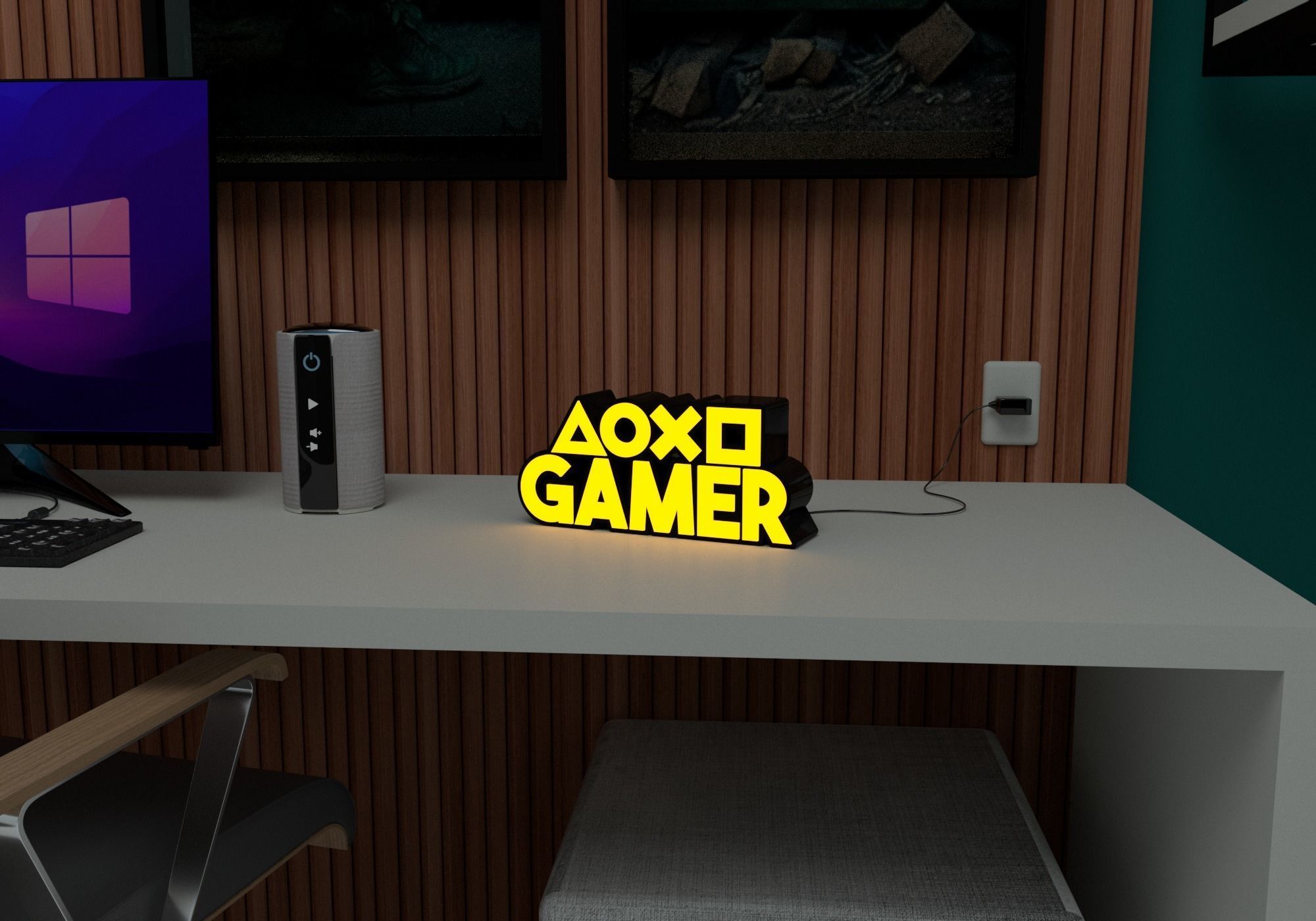 GAMER LAMP 3D model 3D printable | CGTrader