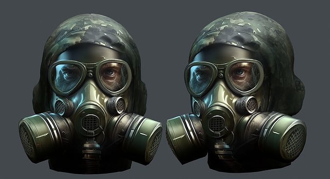 3D model helmet Gas mask 3d model military combat Low-poly VR / AR ...