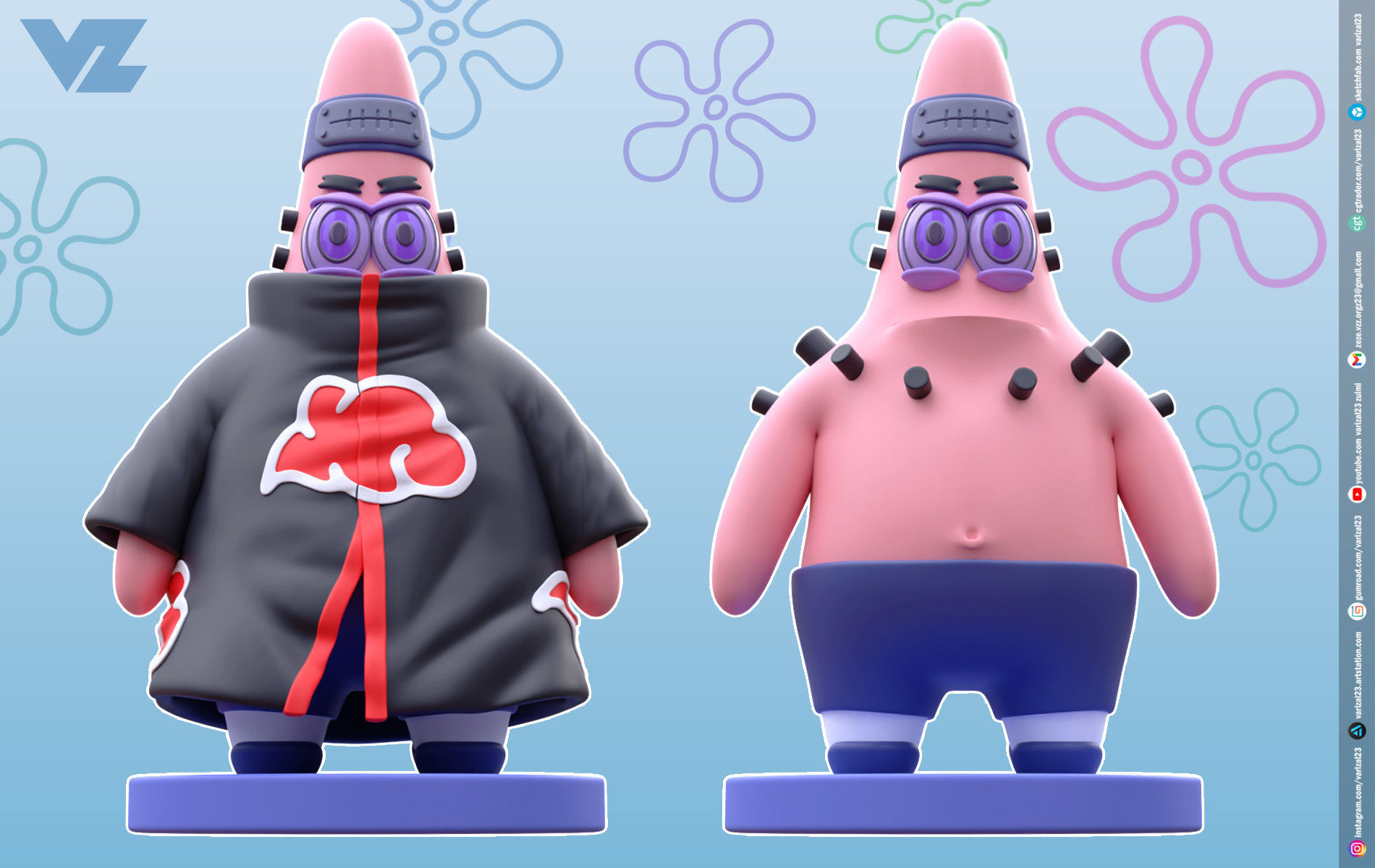 Patrick Star Akatsuki - 4 in 1 - SpongeBob SquarePants X Naruto 3D ...