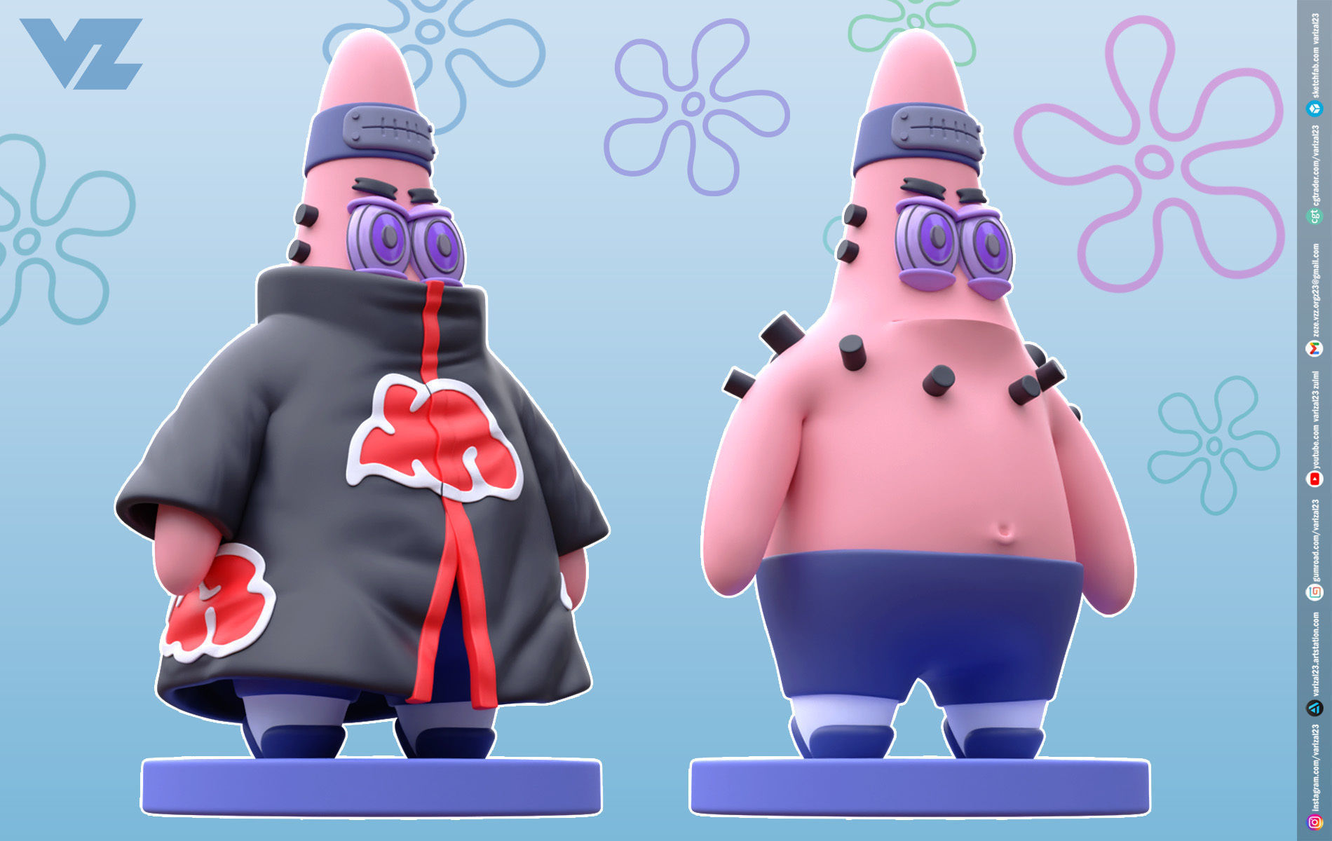 Patrick Star Akatsuki - 4 in 1 - SpongeBob SquarePants X Naruto 3D ...